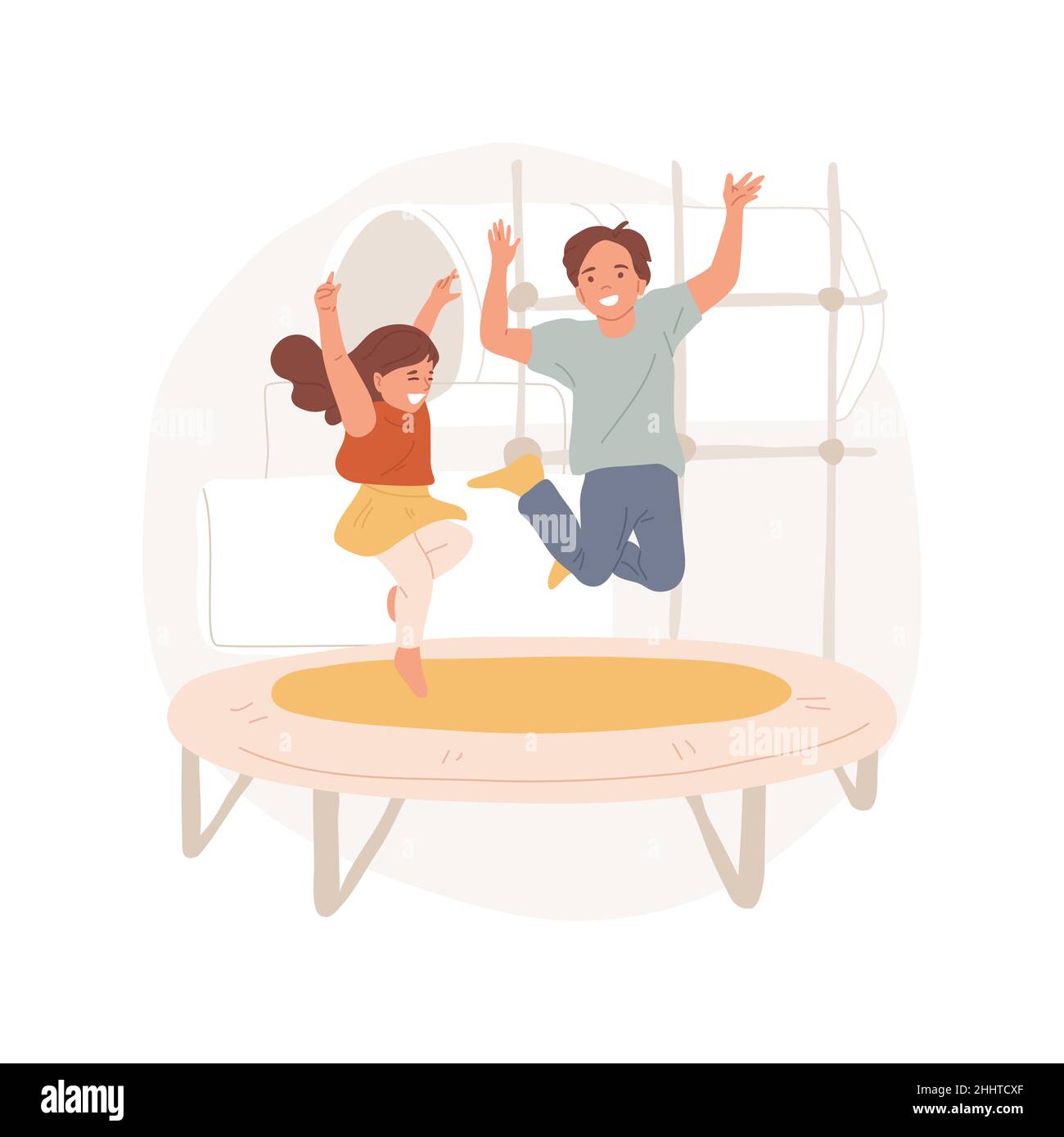 Trampoline isolated cartoon vector illustration. Indoor playground ...