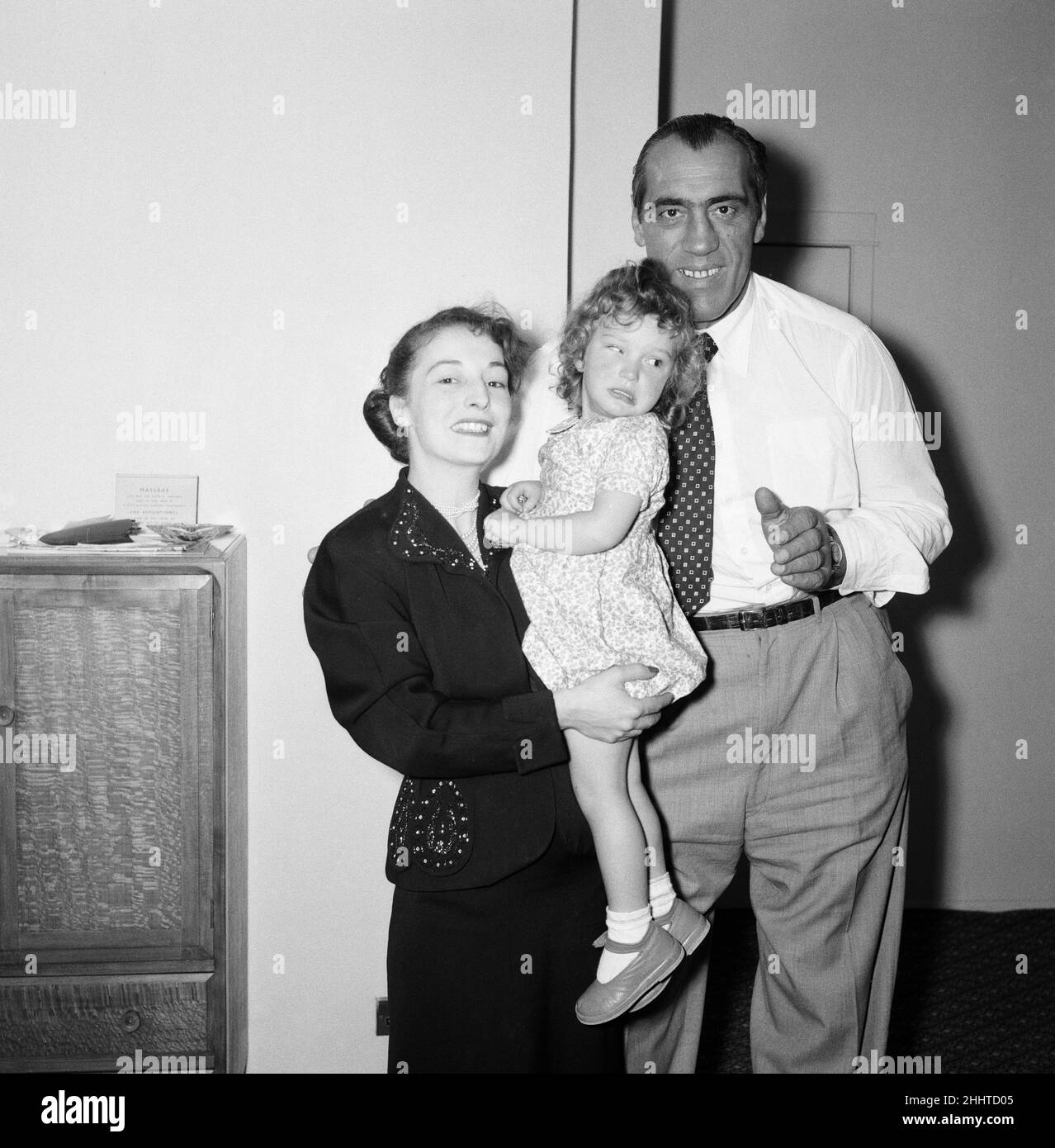Primo Carnera, Wrestler, former boxer, with Peggy Brindle and her ...