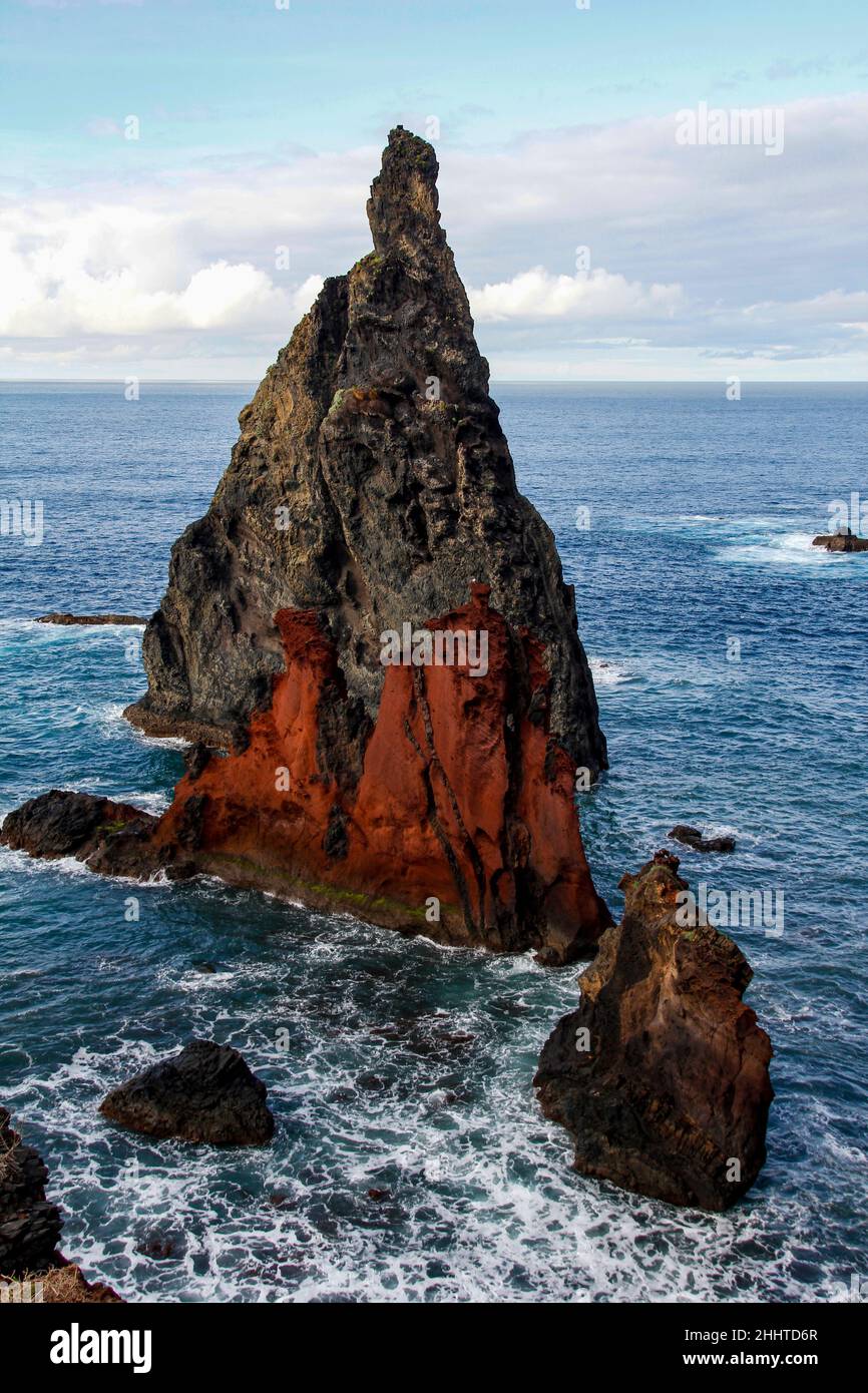 Sea stacks on the north coast of Ponta de São Lourenço peninsula ...