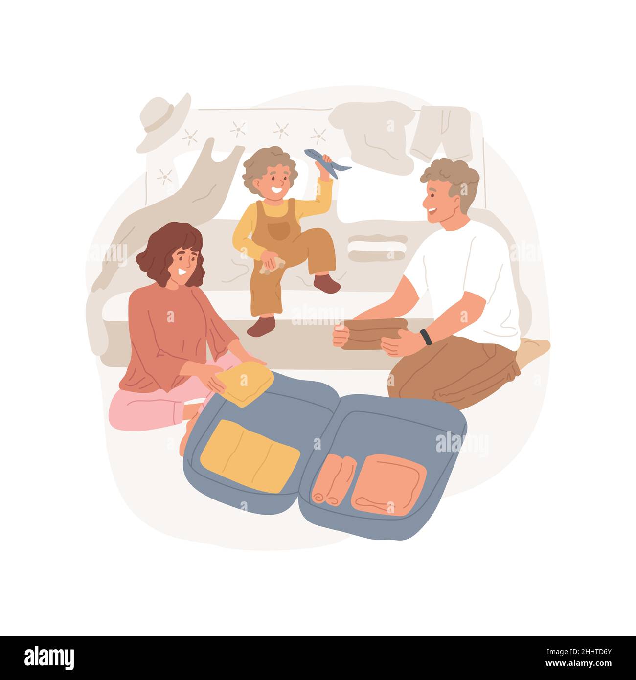 Hotel room isolated cartoon vector illustration. Family travel, parents ...