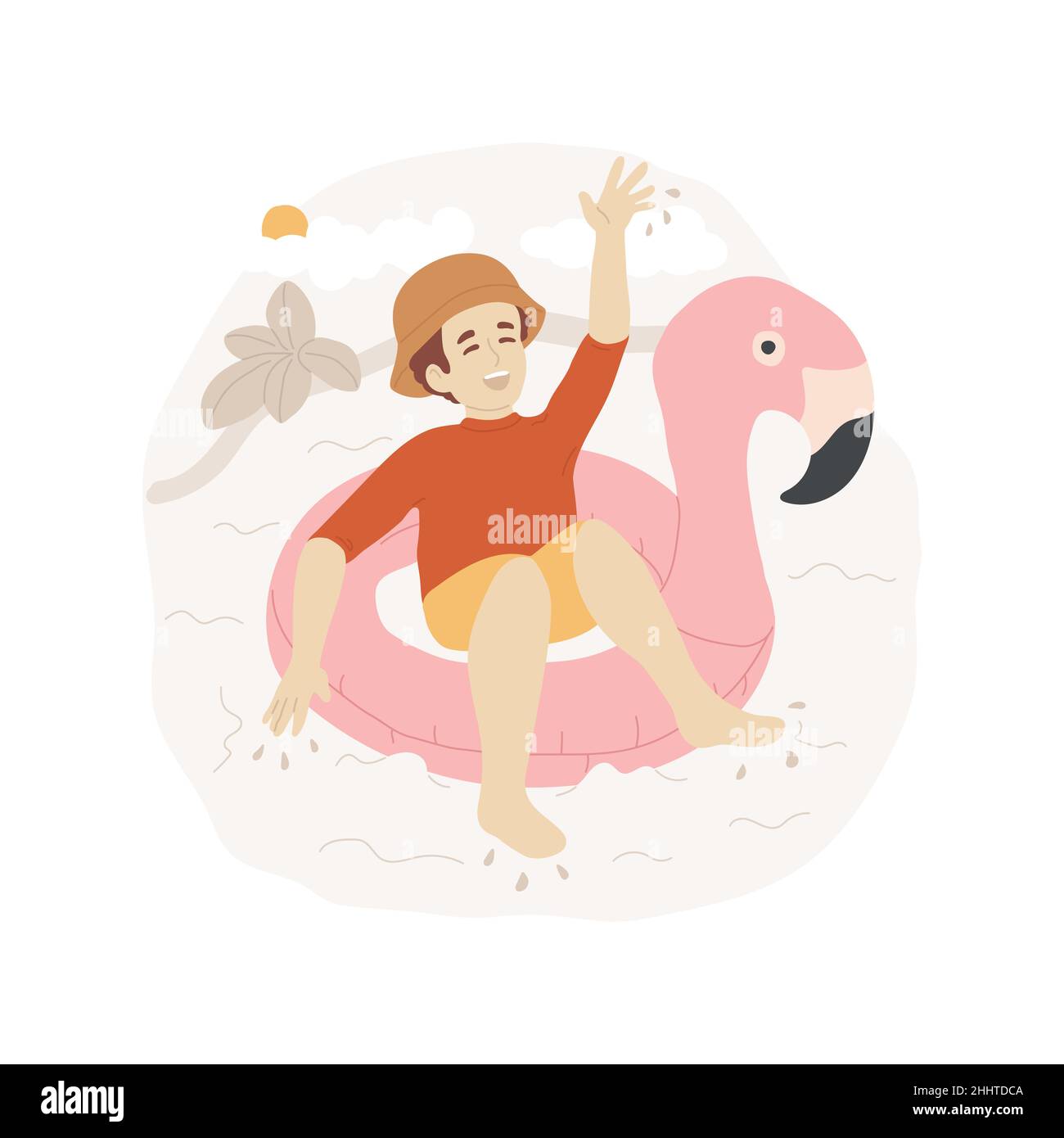 Swimming ring isolated cartoon vector illustration. Kid in pink ...