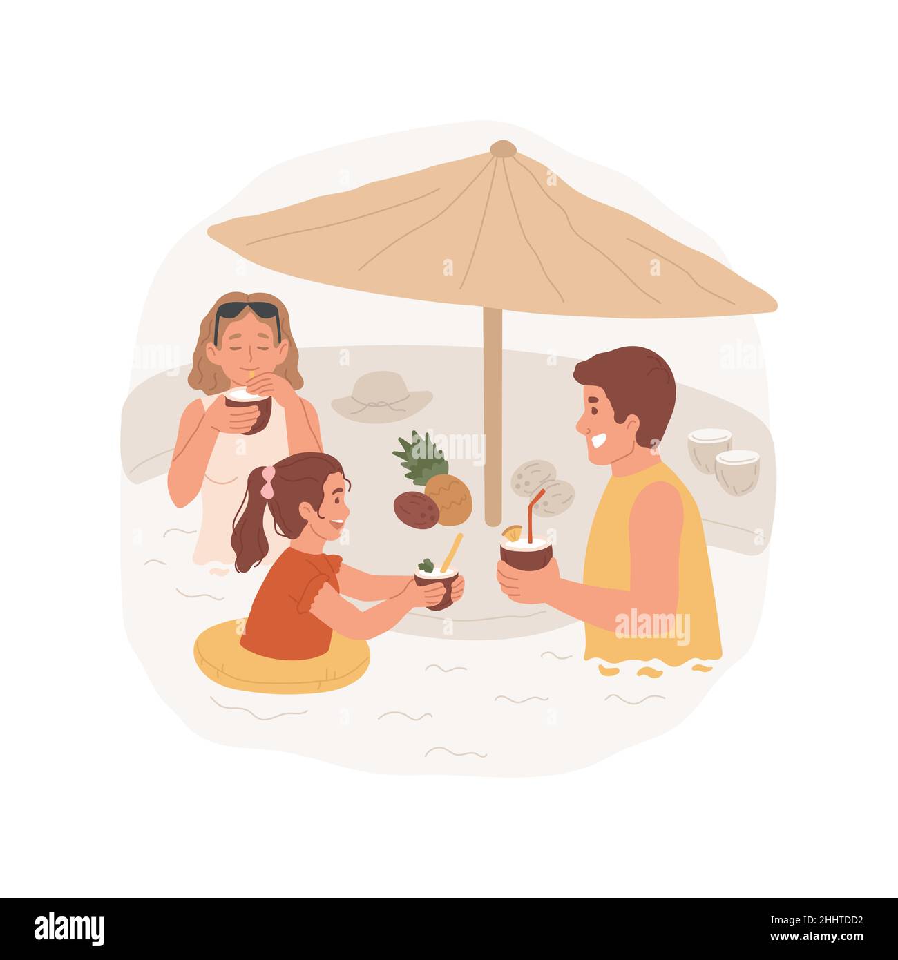 Swimming pool bar isolated cartoon vector illustration. Family drink ...