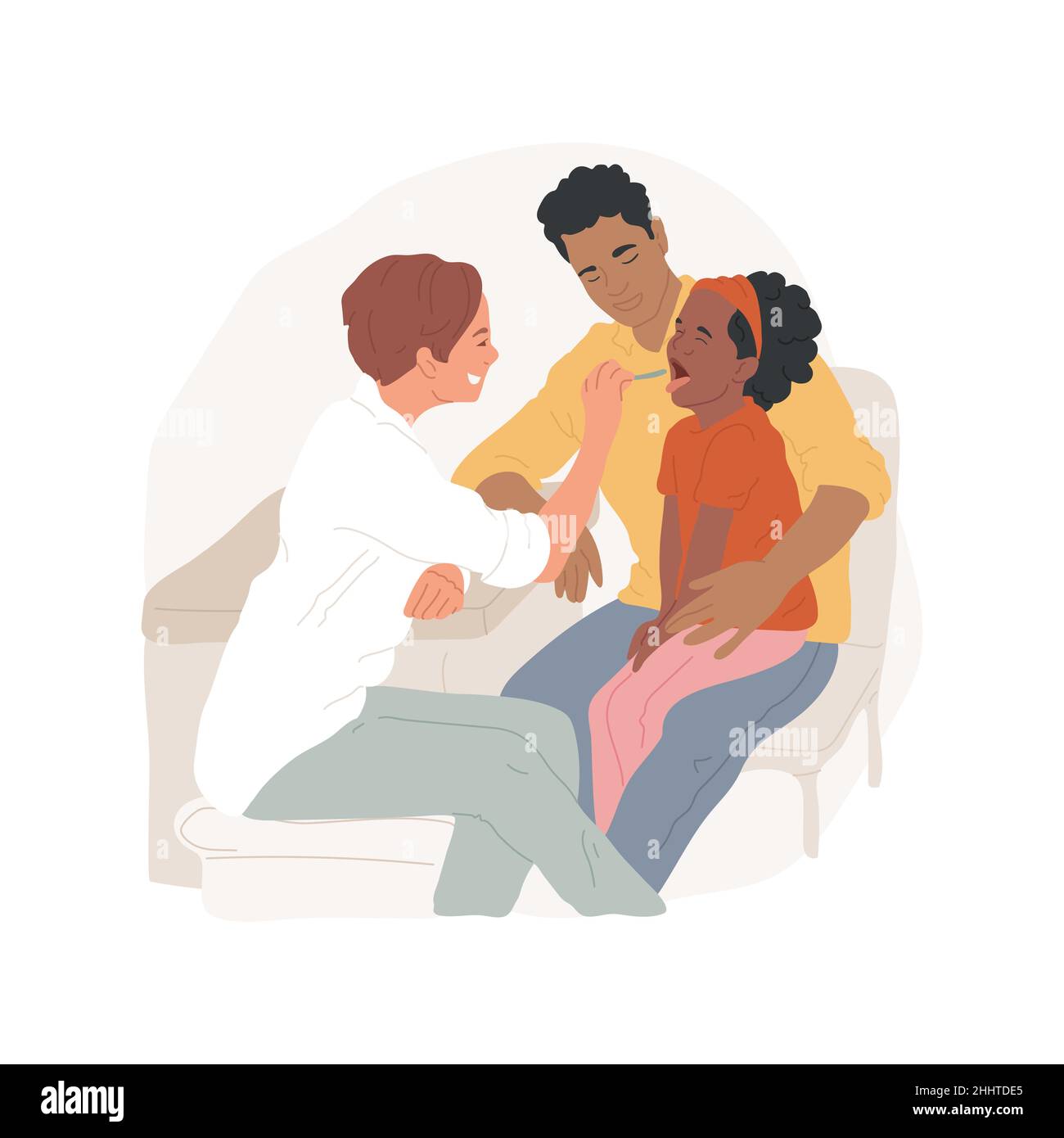 Sore throat isolated cartoon vector illustration. Visiting a family ...