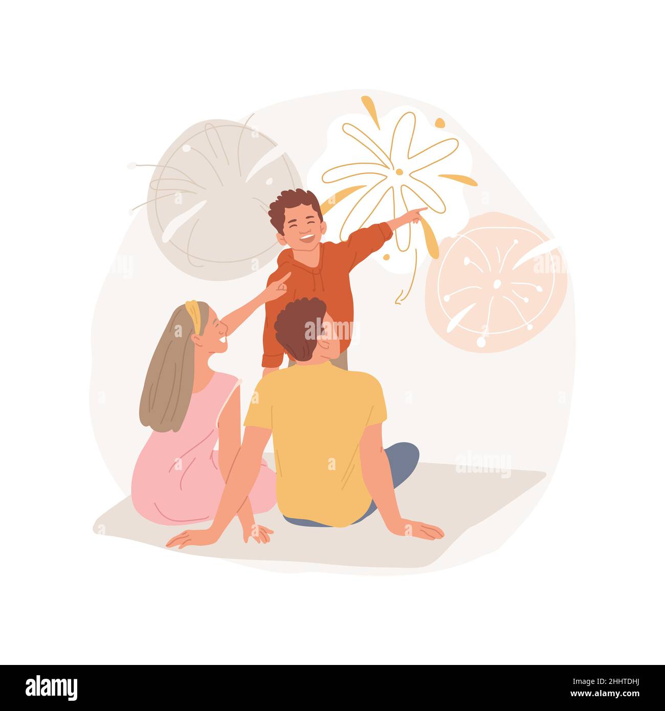 Fireworks isolated cartoon vector illustration. Parents and kids ...