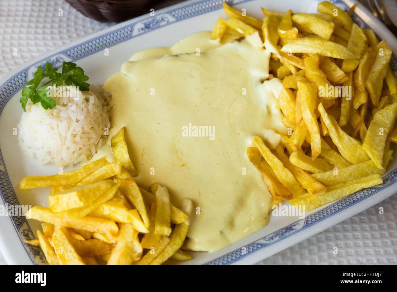 Beef entrecote with creamy sauce Stock Photo - Alamy