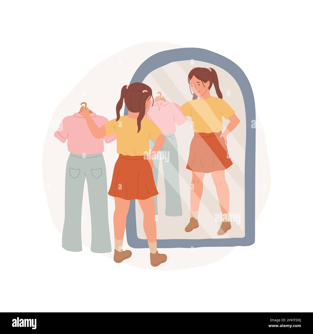 Dressing up abstract concept vector illustration. Girl dressing up for ...