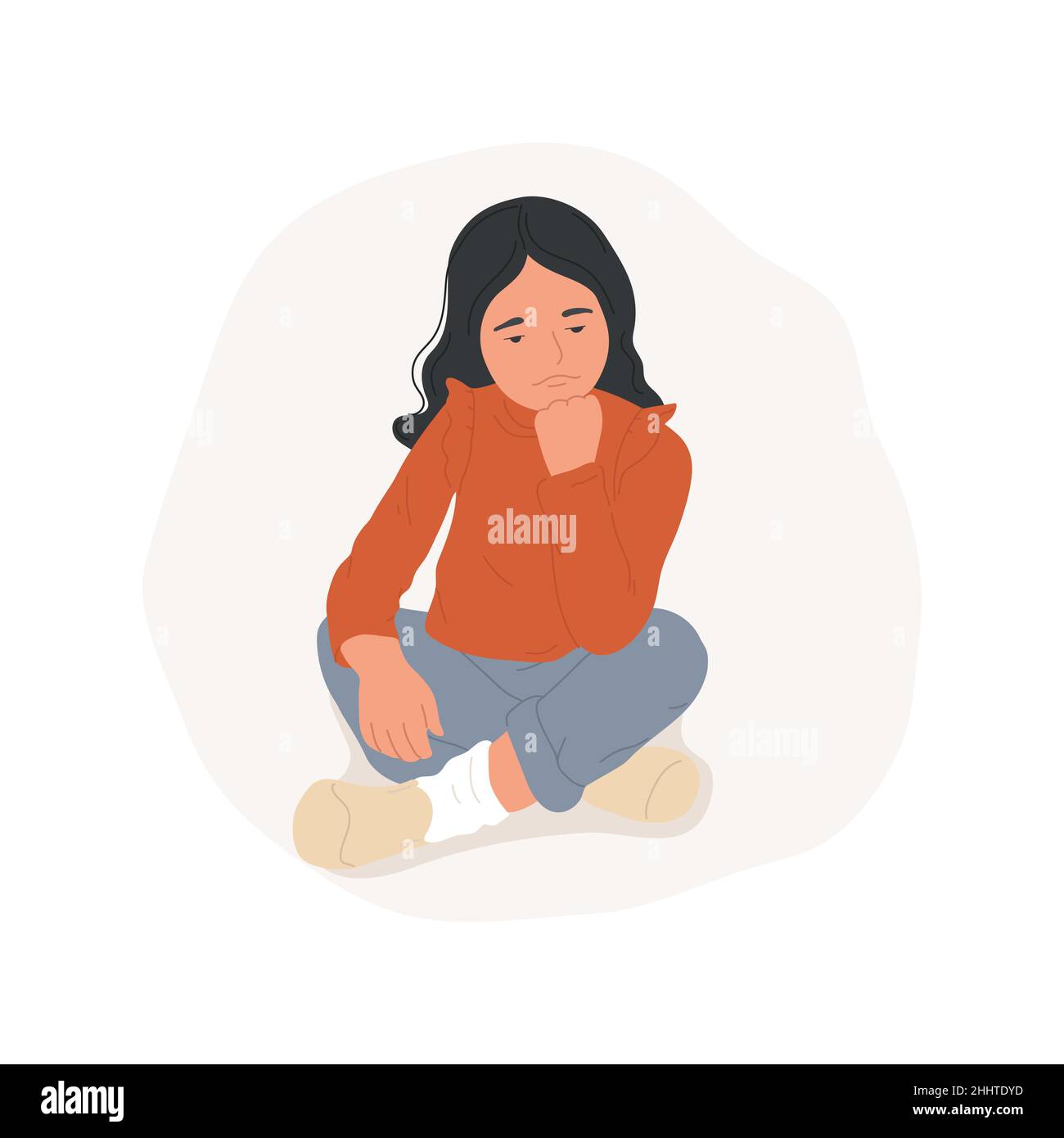 Sadness isolated cartoon vector illustration. Sad girl feeling ...