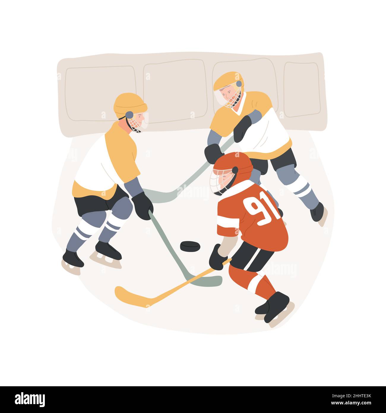Kids hockey game abstract concept vector illustration. Group of kids in ...