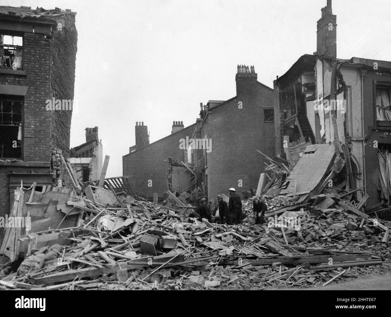 The wreckage of a house in Liverpool after air raids this morning ...