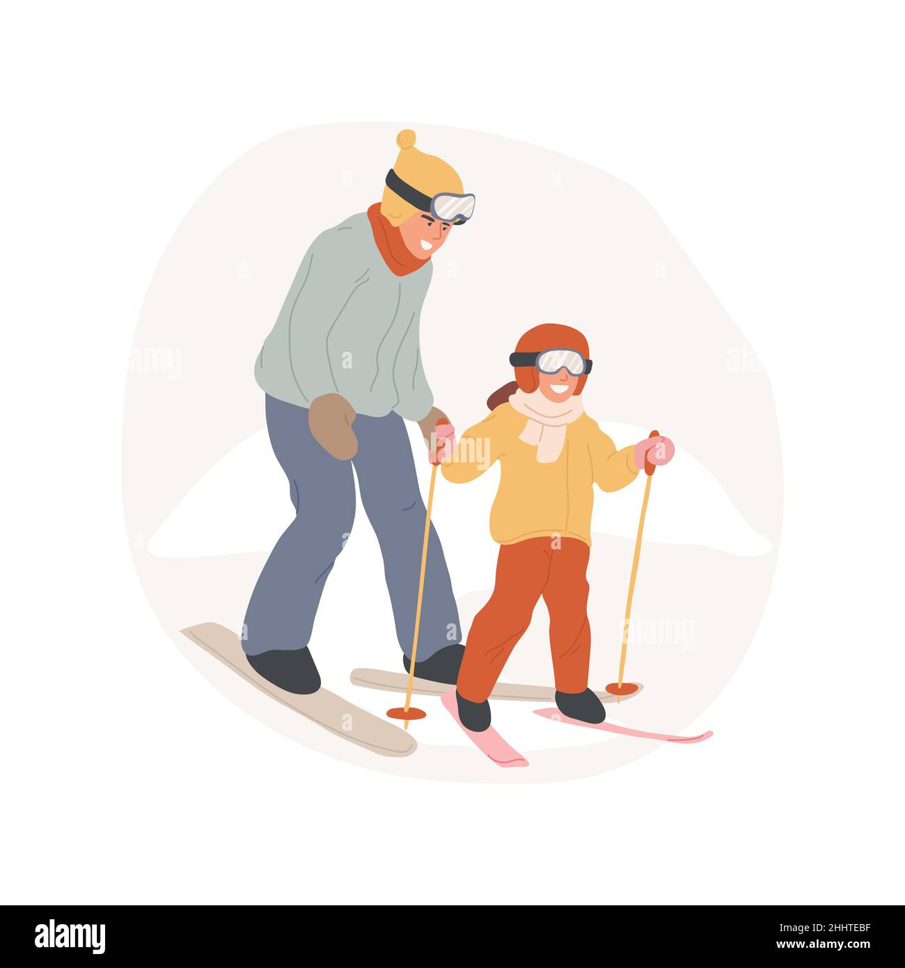 Ski training abstract concept vector illustration. Adult teaching the ...