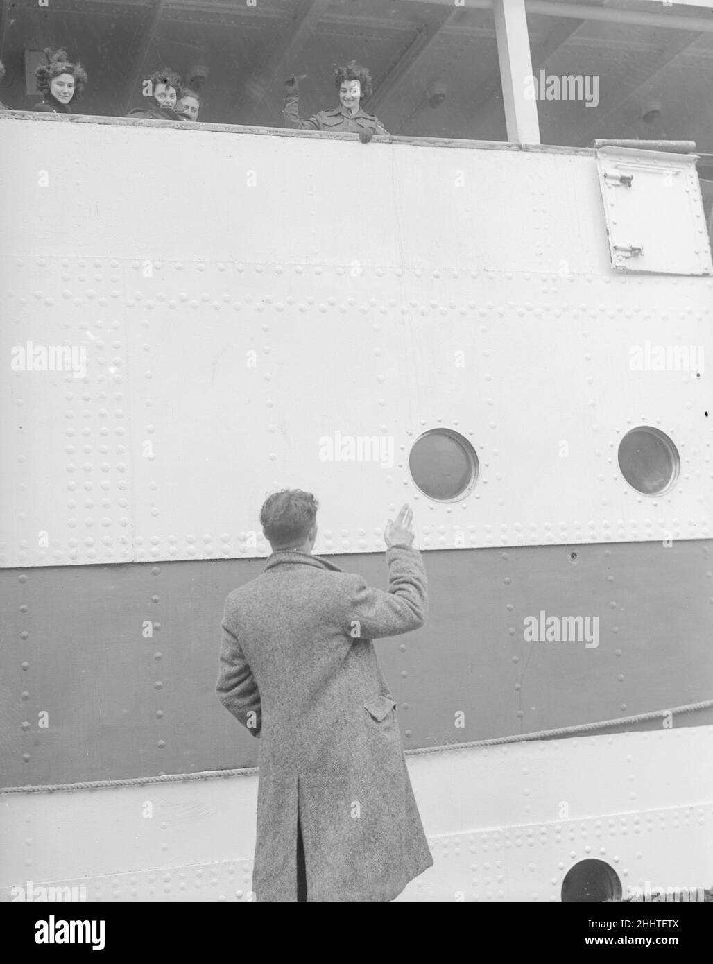 Mr Allen seen here waving off his daughter as the troopship Dunera ...