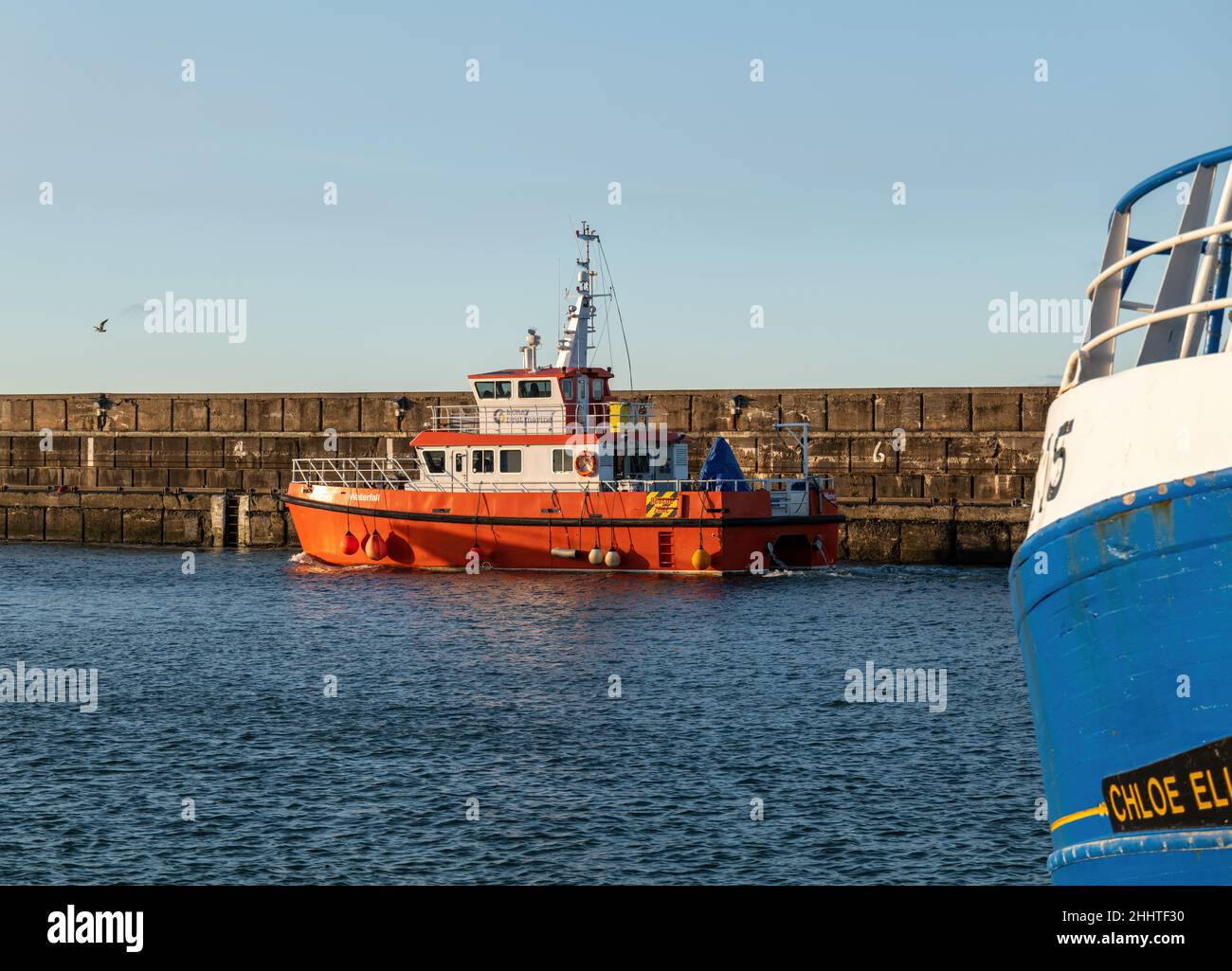 BUCKIE, MORAY, SCOTLAND - 21 JANUARY 2022: This is the Waterfall Boat ...