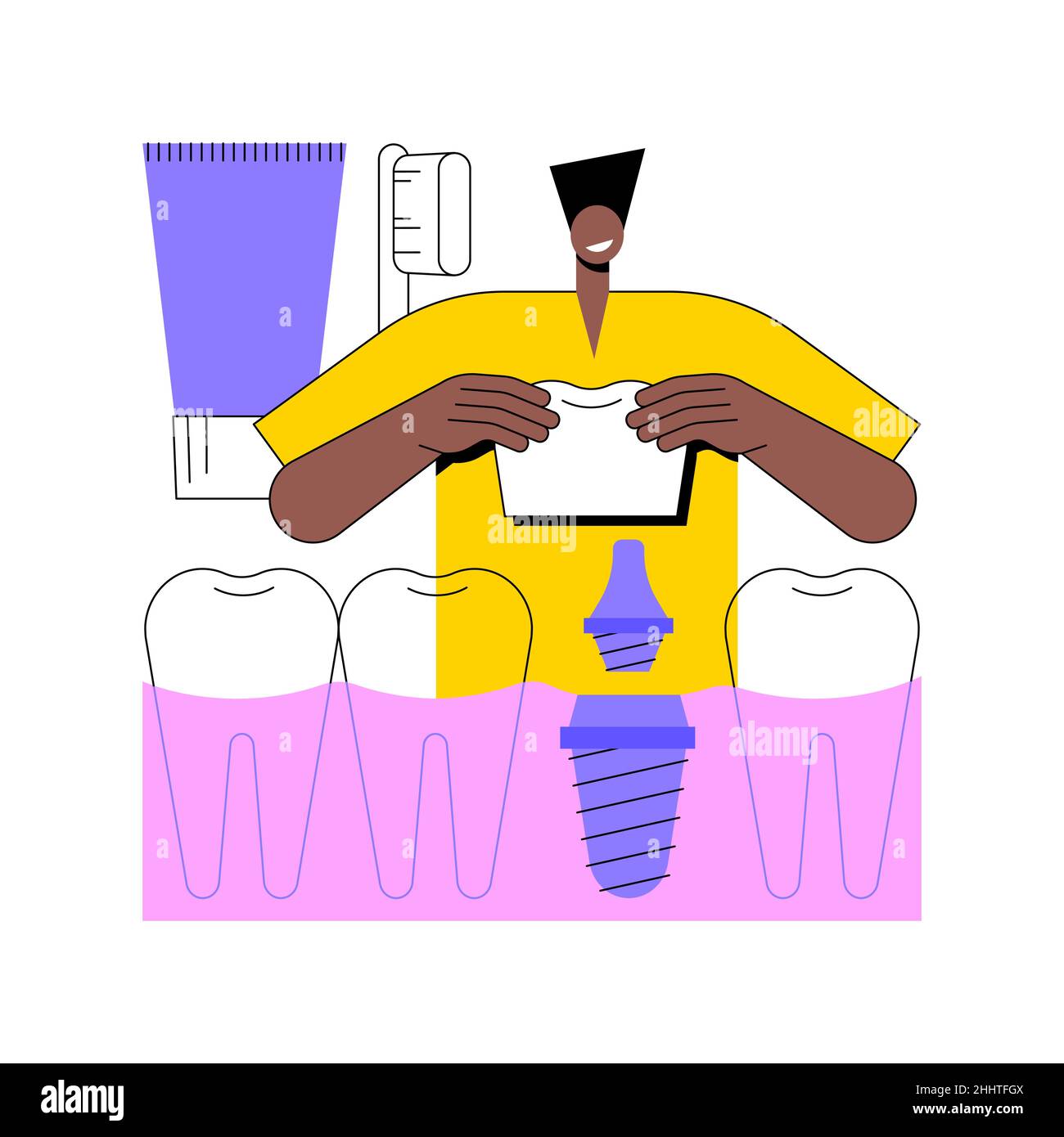 Teeth dentures implants abstract concept vector illustration. Denture ...