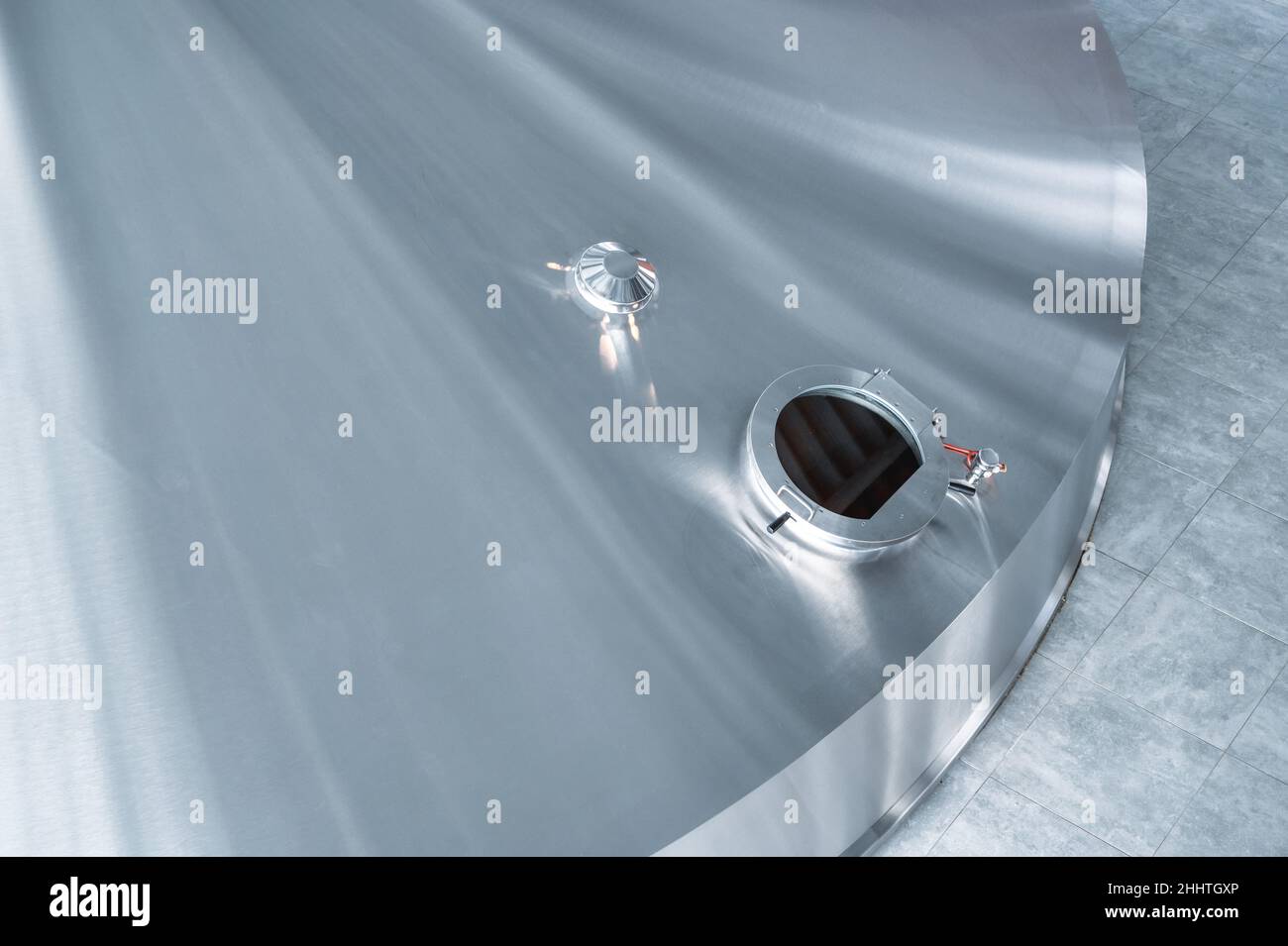 Mash vats of a brewery. Large metal fermentation tanks Stock Photo - Alamy