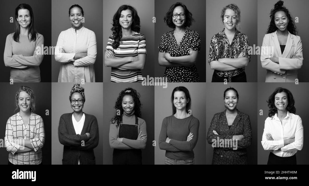 Group of people in a collage Stock Photo - Alamy
