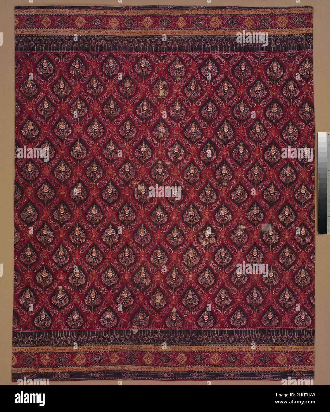 Painted Cotton with Celestial Deva Design in a Trellis Pattern late ...