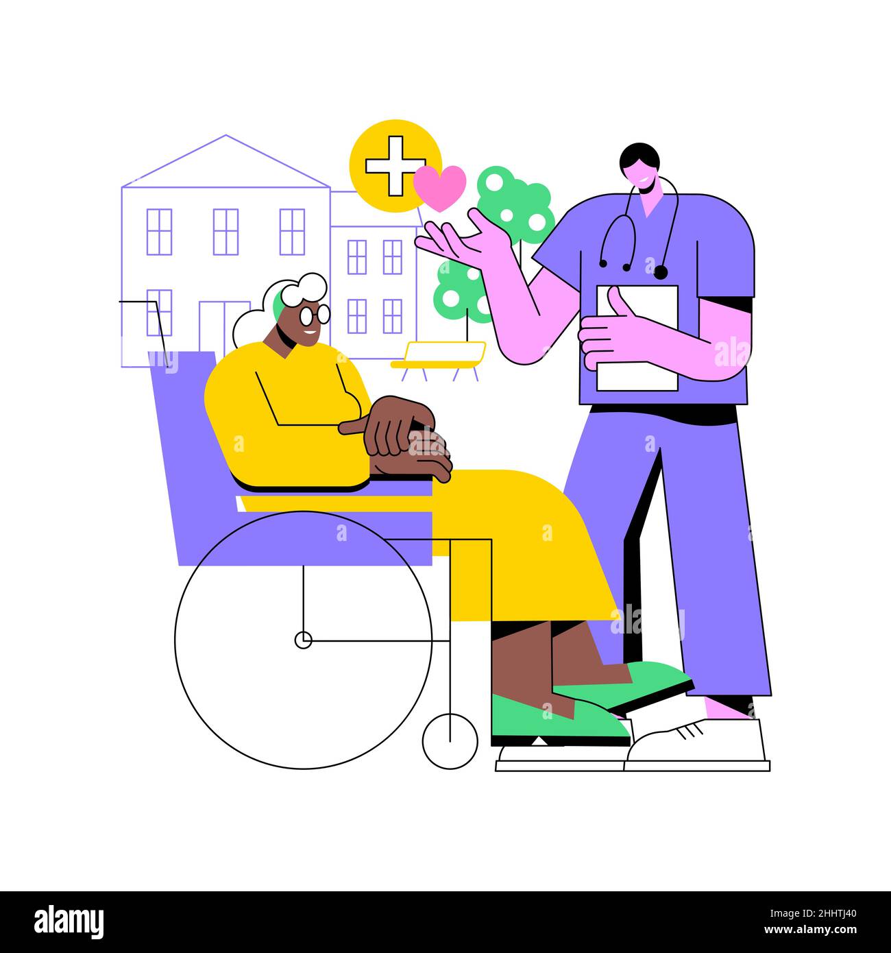 Care for the elderly abstract concept vector illustration. Eldercare ...
