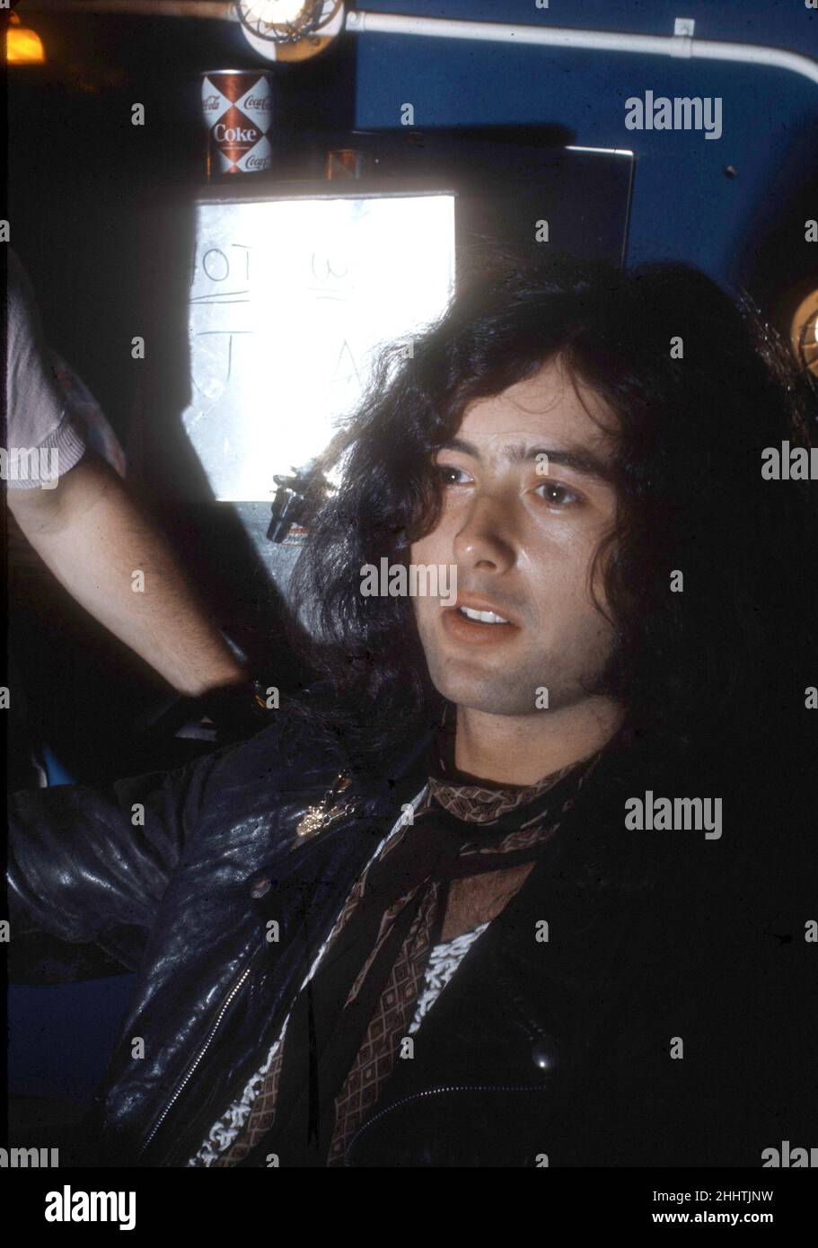 Jimmy Page of Led Zeppelin backstage at the Fillmore East in New York ...