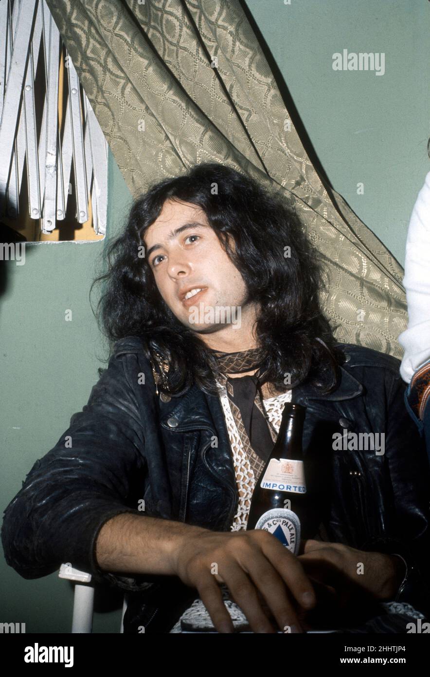 Jimmy Page of Led Zeppelin backstage at the Fillmore East in New York ...
