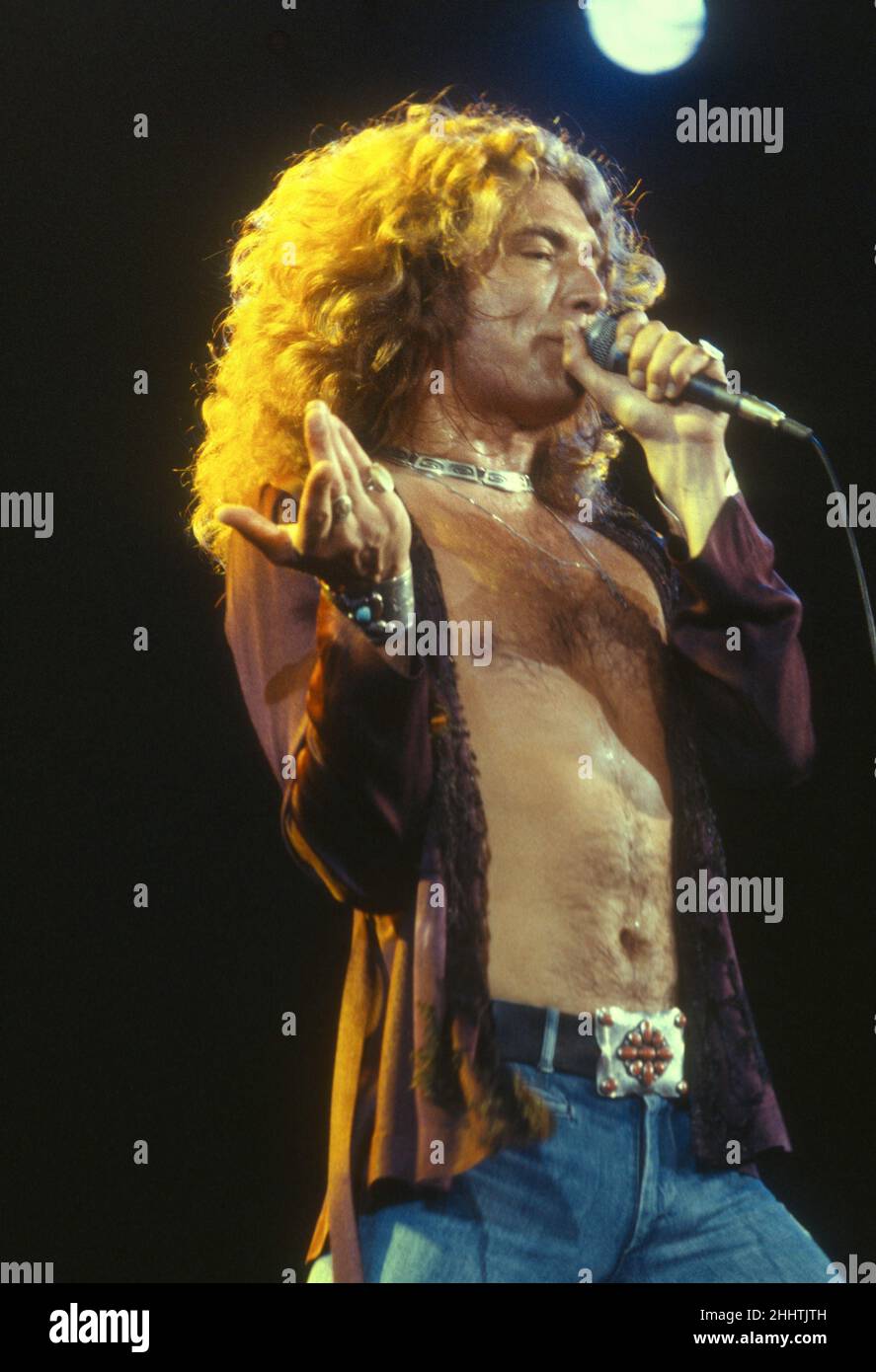 Robert Plant of Led Zeppelin photographed on stage circa 1970's Credit ...