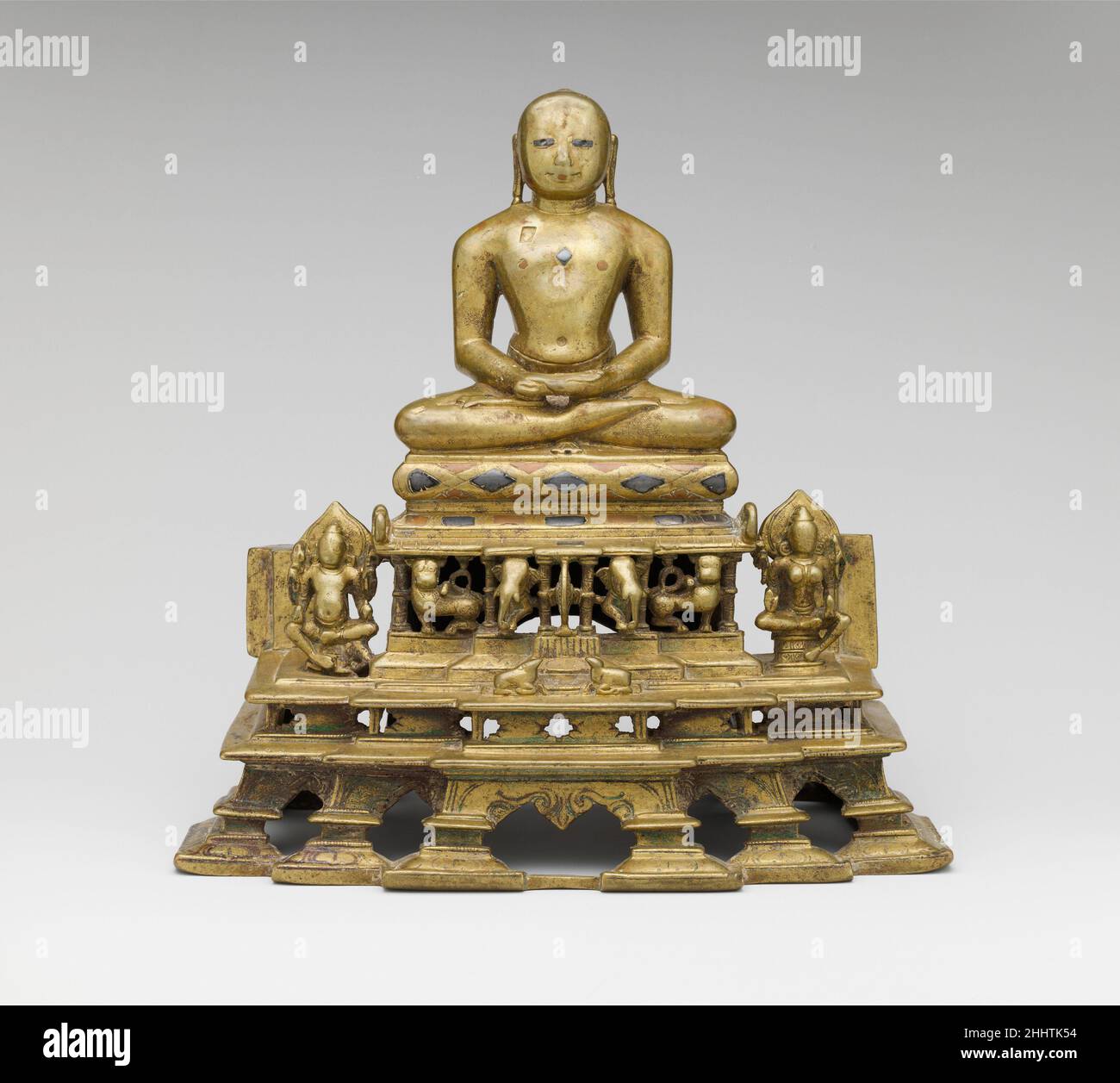 Svetambara Enthroned Jina, with Attendant Yaksha and Yakshi ca. second ...
