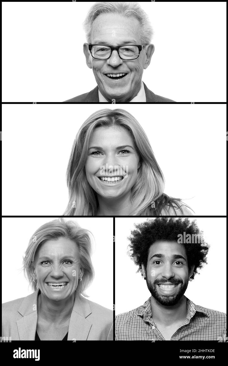 Group of people in a collage Stock Photo - Alamy