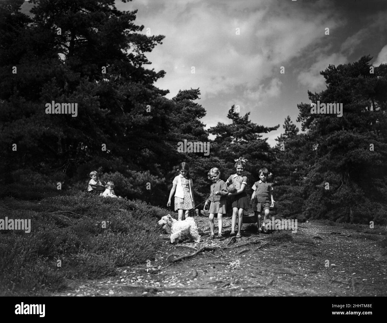 Children walking through the countryside. Circa 1940 Stock Photo - Alamy