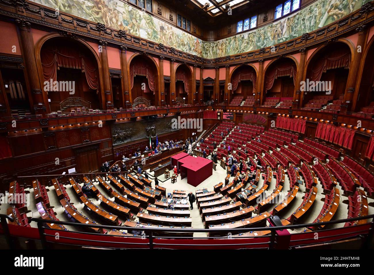 Rome, Italy. 25th Jan, 2022. Members of Italy's parliament attend the ...