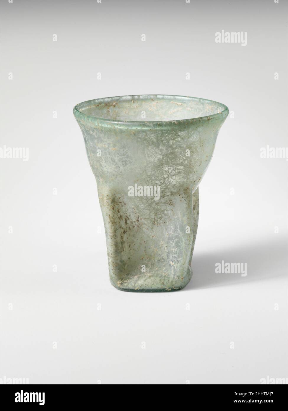 Glass beaker 3rd–4th century A.D. Roman Translucent blue green ...