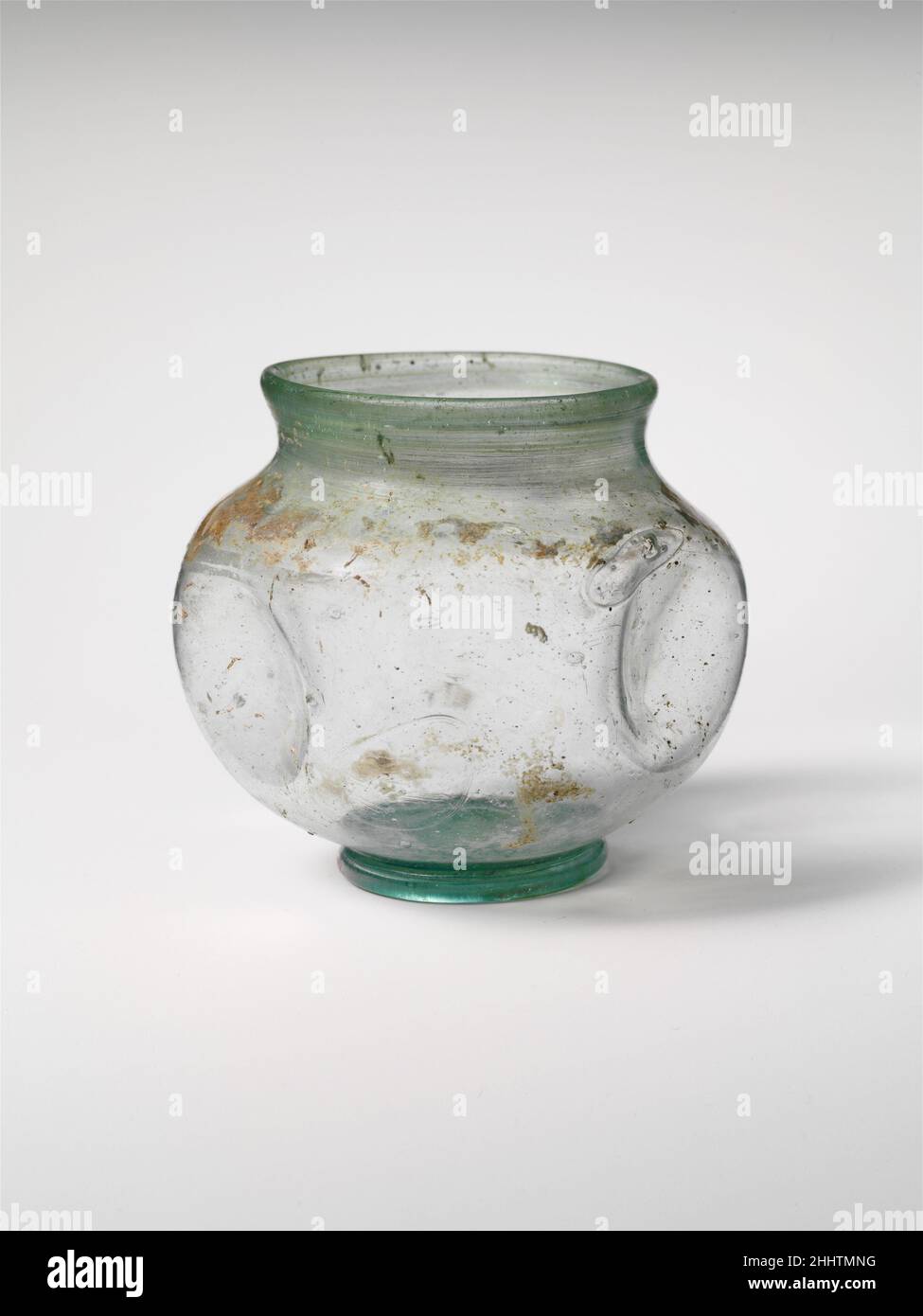 Glass jar 2nd–3rd century A.D. Roman Translucent blue green.Outsplayed ...