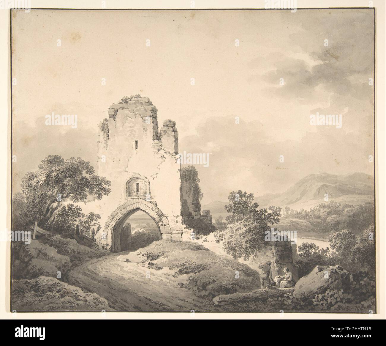 Landscape with a Ruined Tower and Two Figures 1794 Martin von Molitor ...