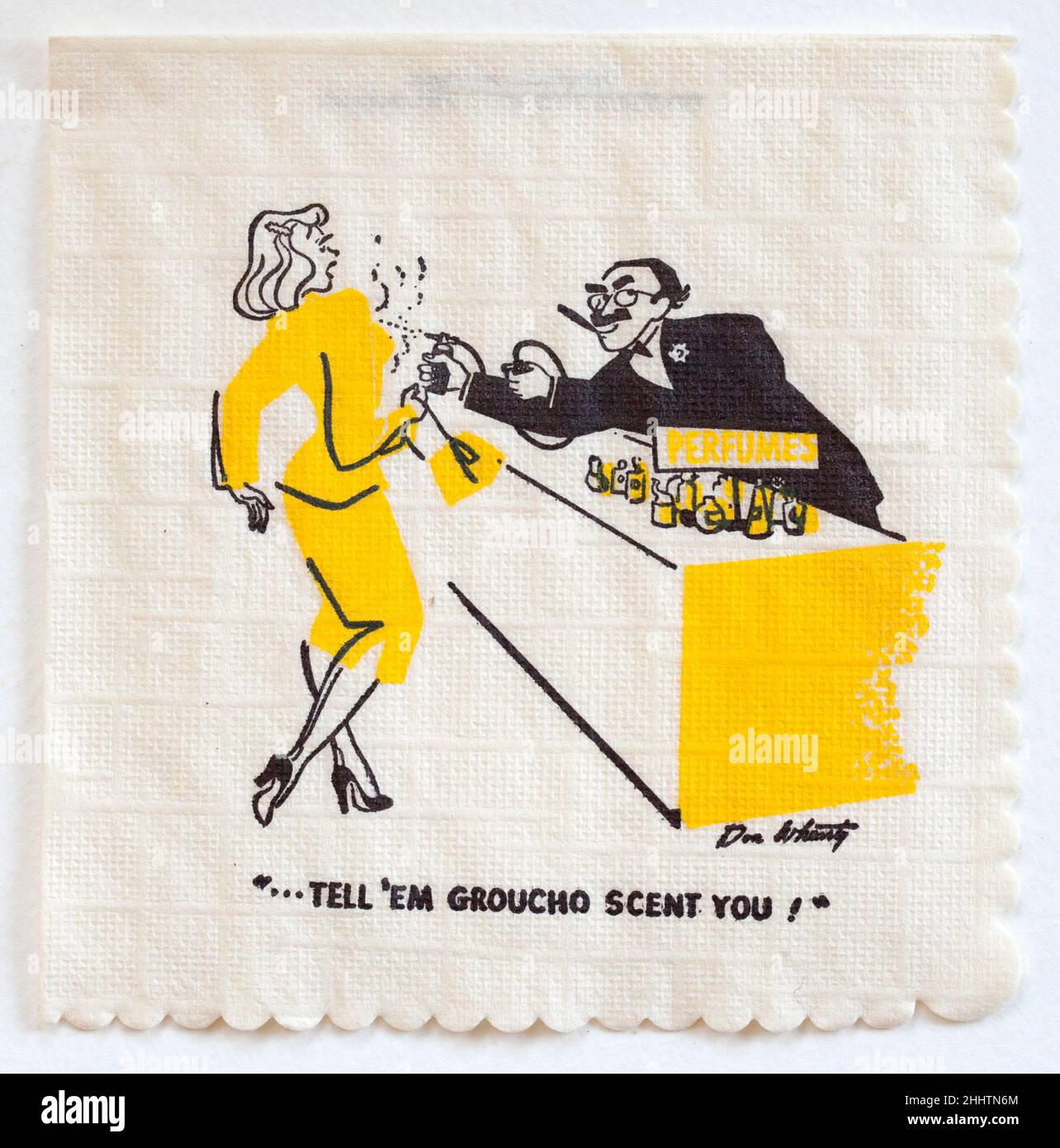 Groucho Marx Joke Cartoon Cocktail Napkin Stock Photo - Alamy