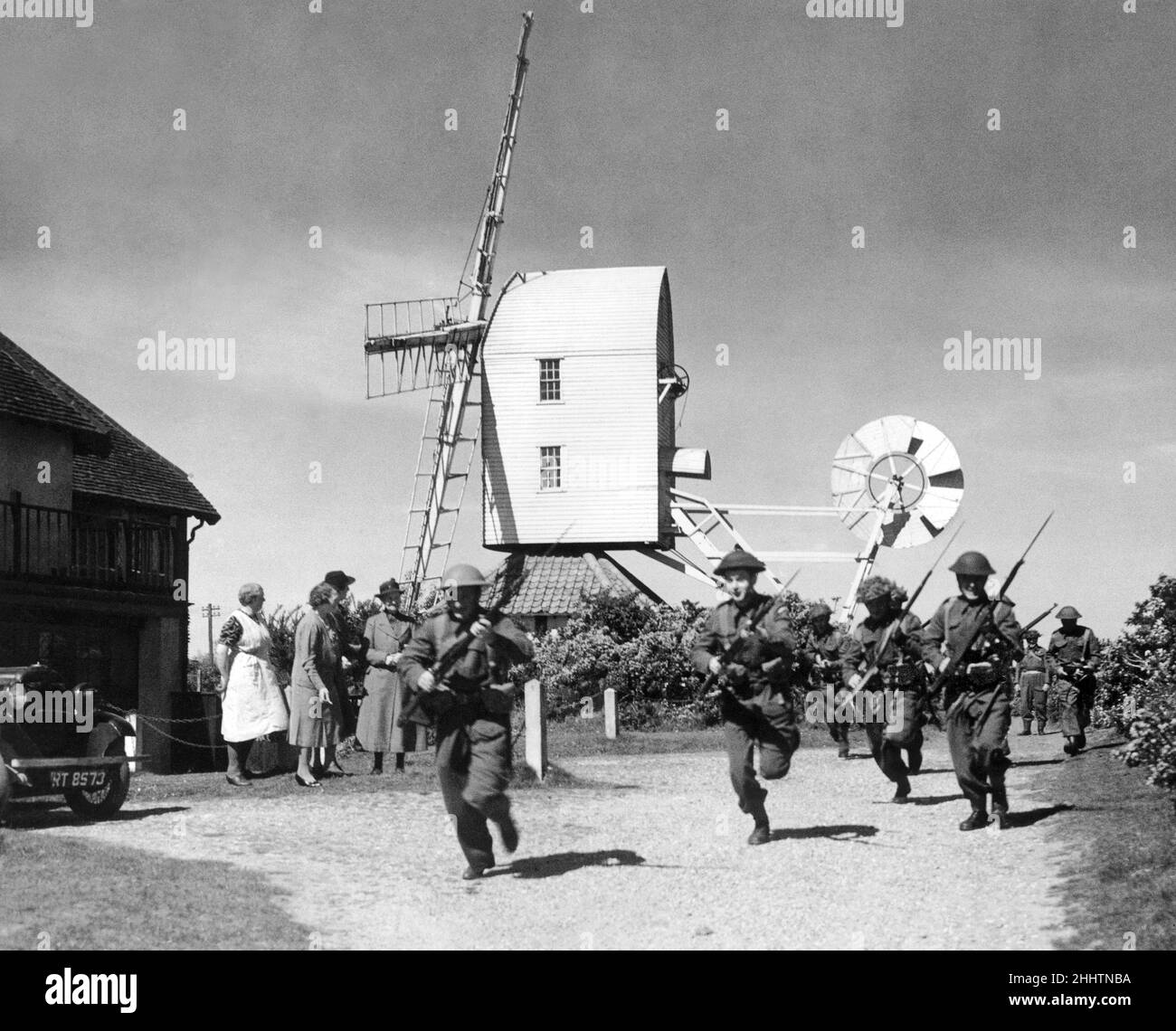 Home Guard volunteers run through a training exercise in the Suffolk ...