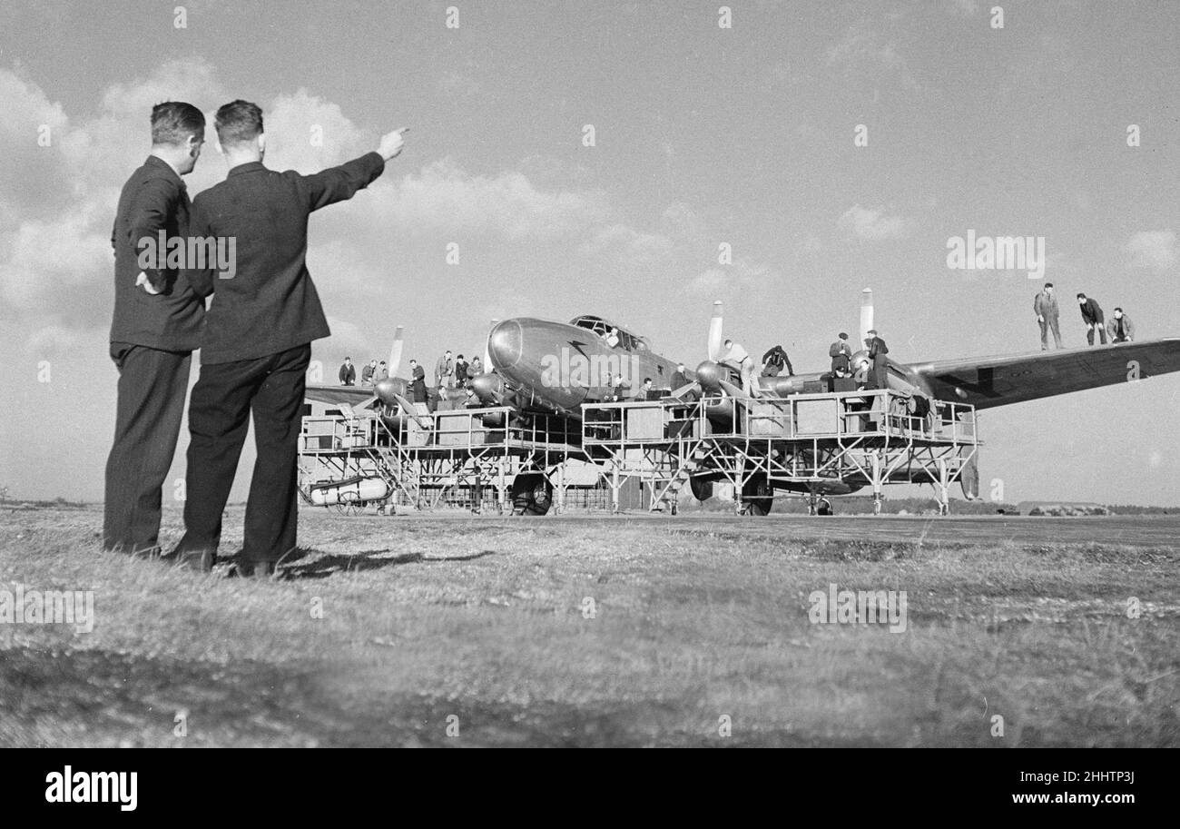BOAC engineers checking the Avro Lancastrian "Springbok" before her ...