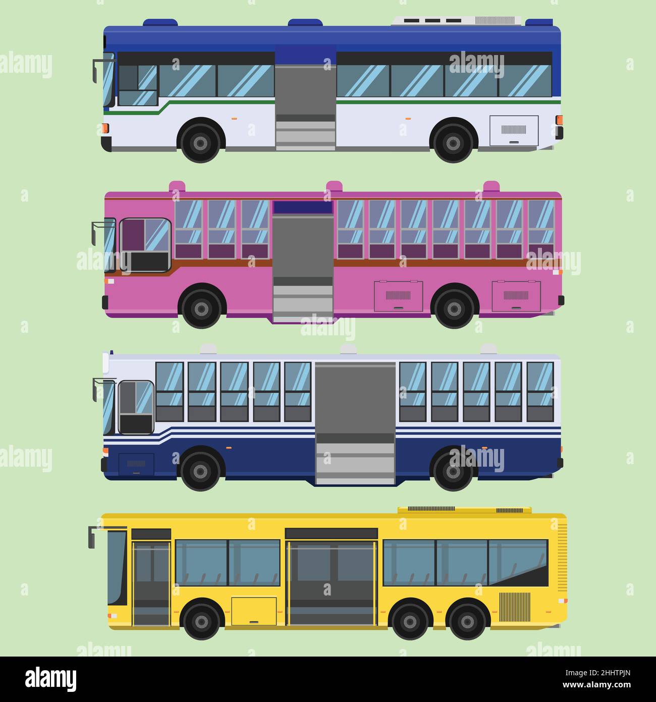 thai bus big size open the door for passenger come inside. vector ...