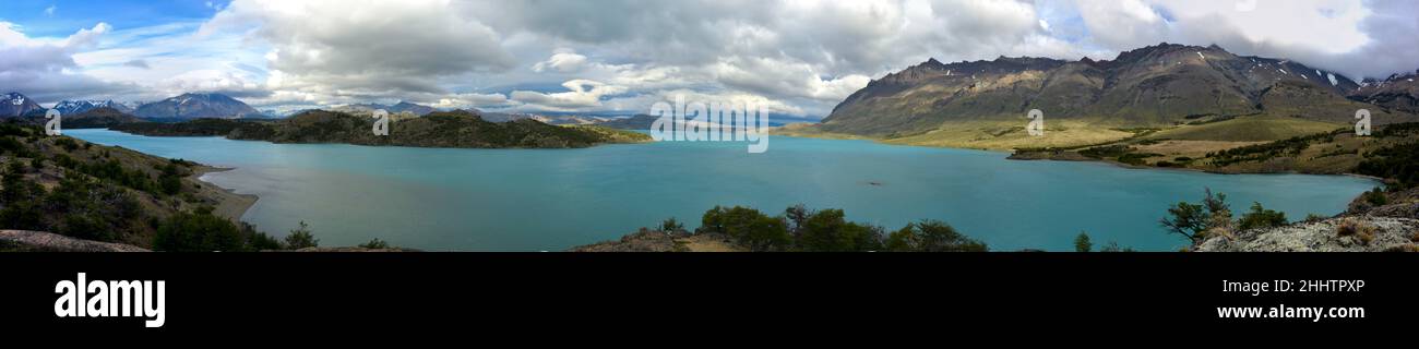 high definition panoramic view of Lago Belgrano lake at Perito Moreno ...