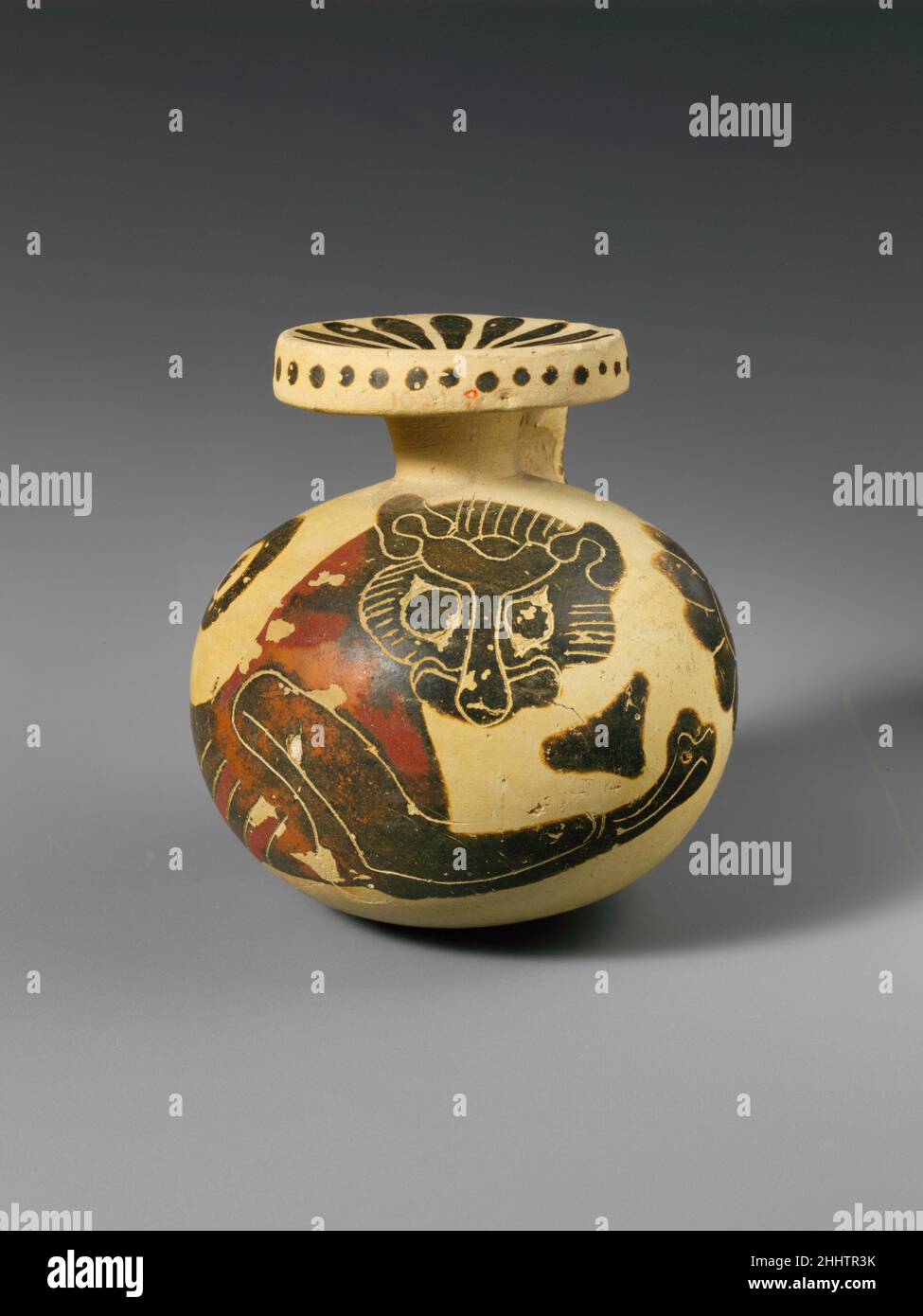 Terracotta aryballos (oil flask) ca. 640–625 B.C. Greek, Corinthian On ...