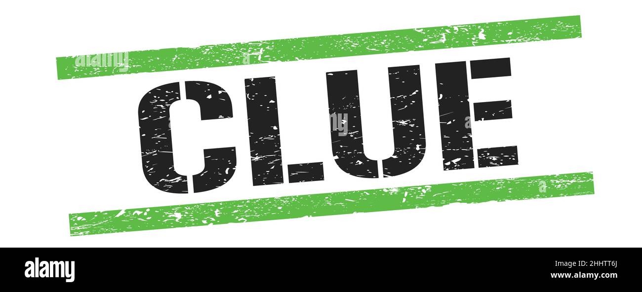 CLUE text on black green grungy lines stamp sign Stock Photo - Alamy