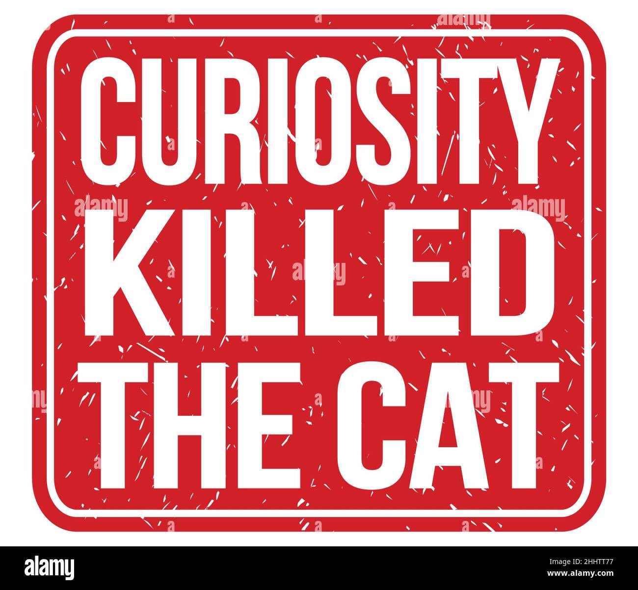 CURIOSITY KILLED THE CAT, text written on red vintage stamp sign Stock ...