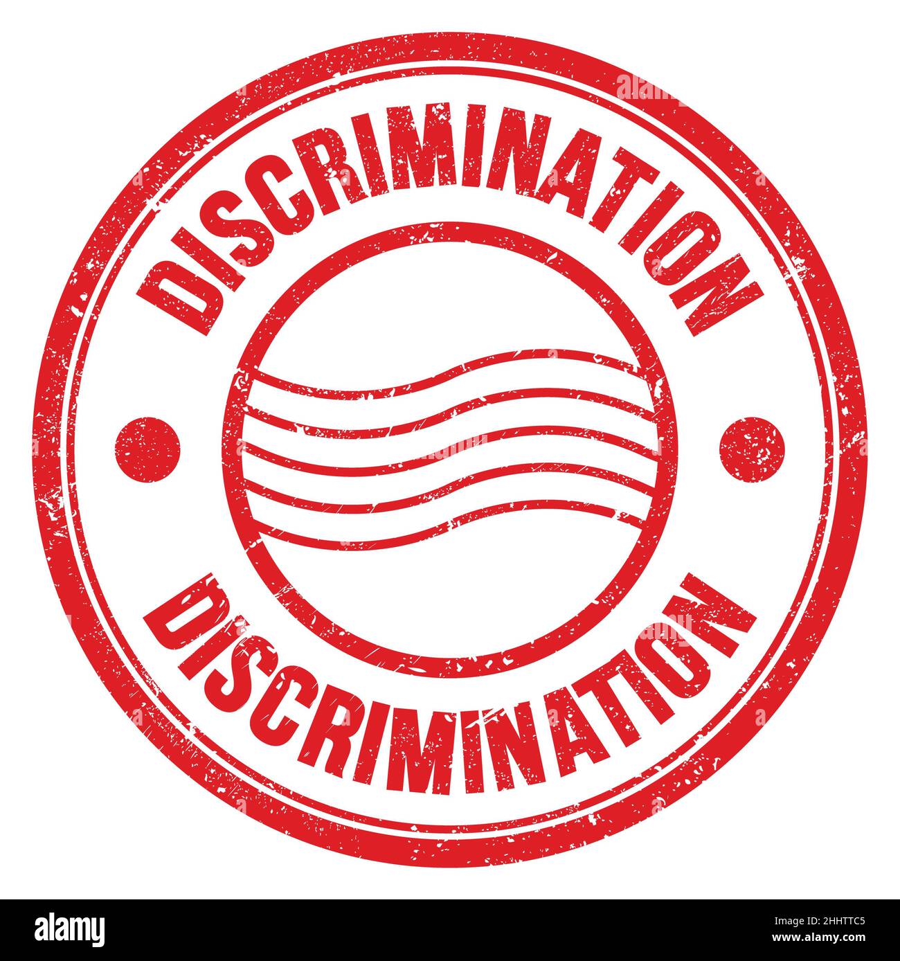 DISCRIMINATION word written on red round postal stamp sign Stock Photo ...