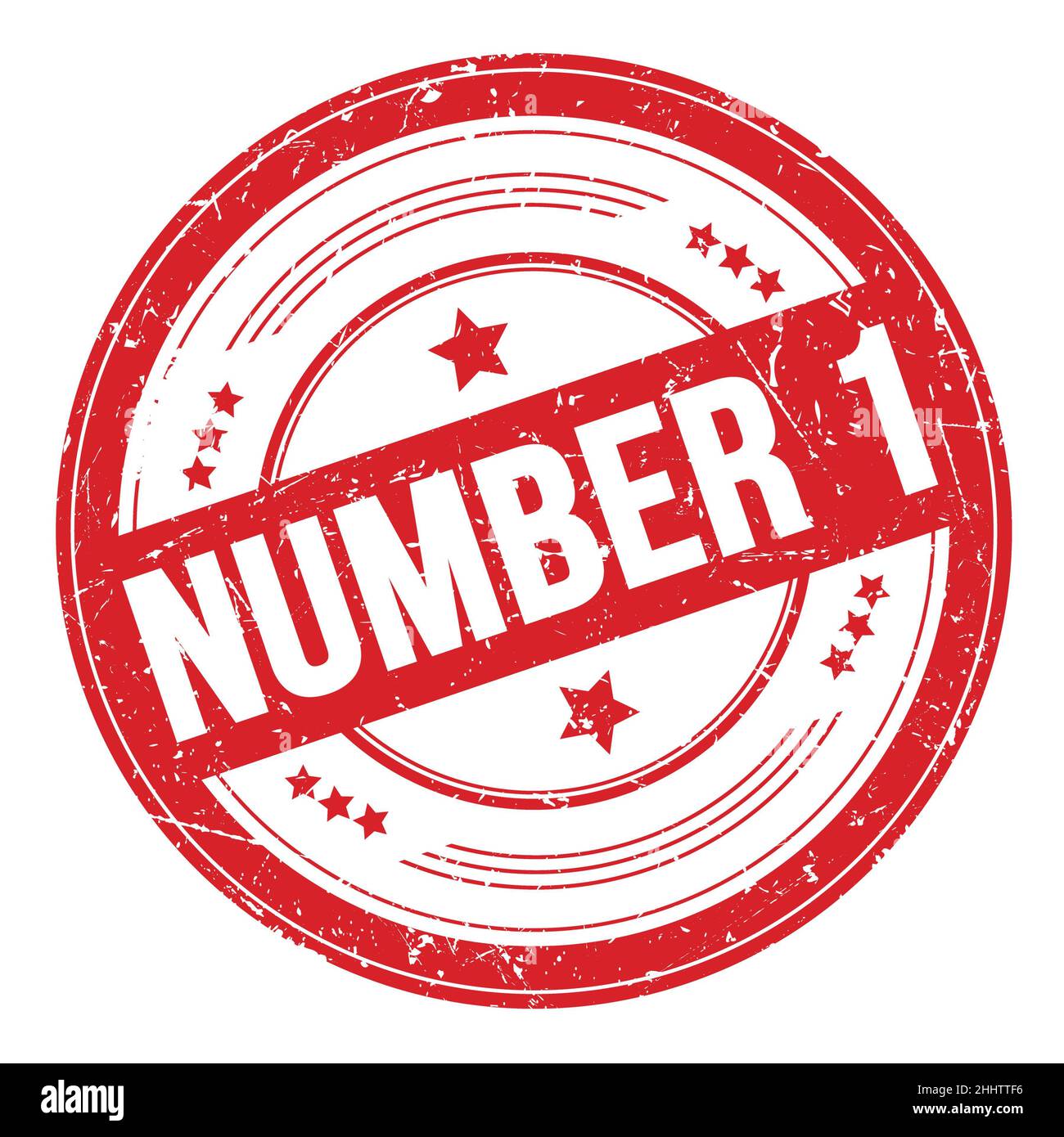 NUMBER 1 text on red round grungy texture stamp Stock Photo - Alamy
