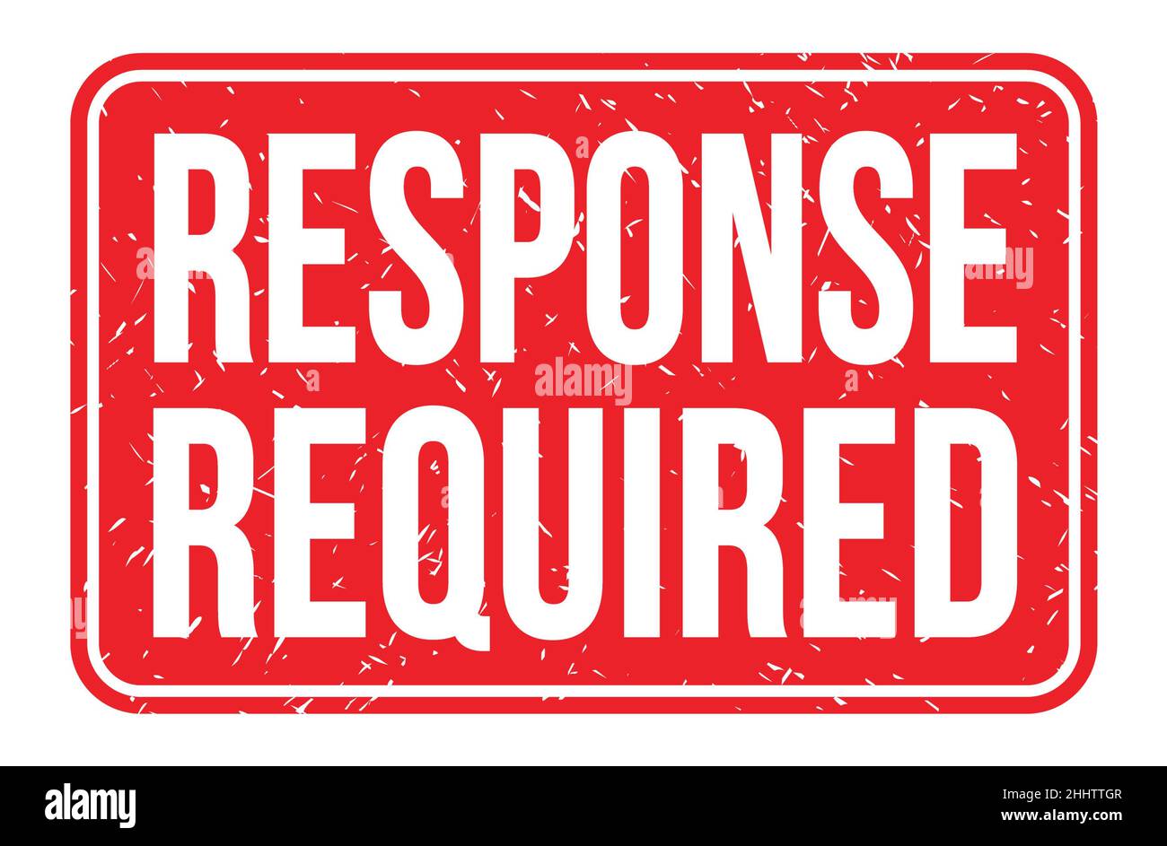 RESPONSE REQUIRED, words written on red rectangle stamp sign Stock ...