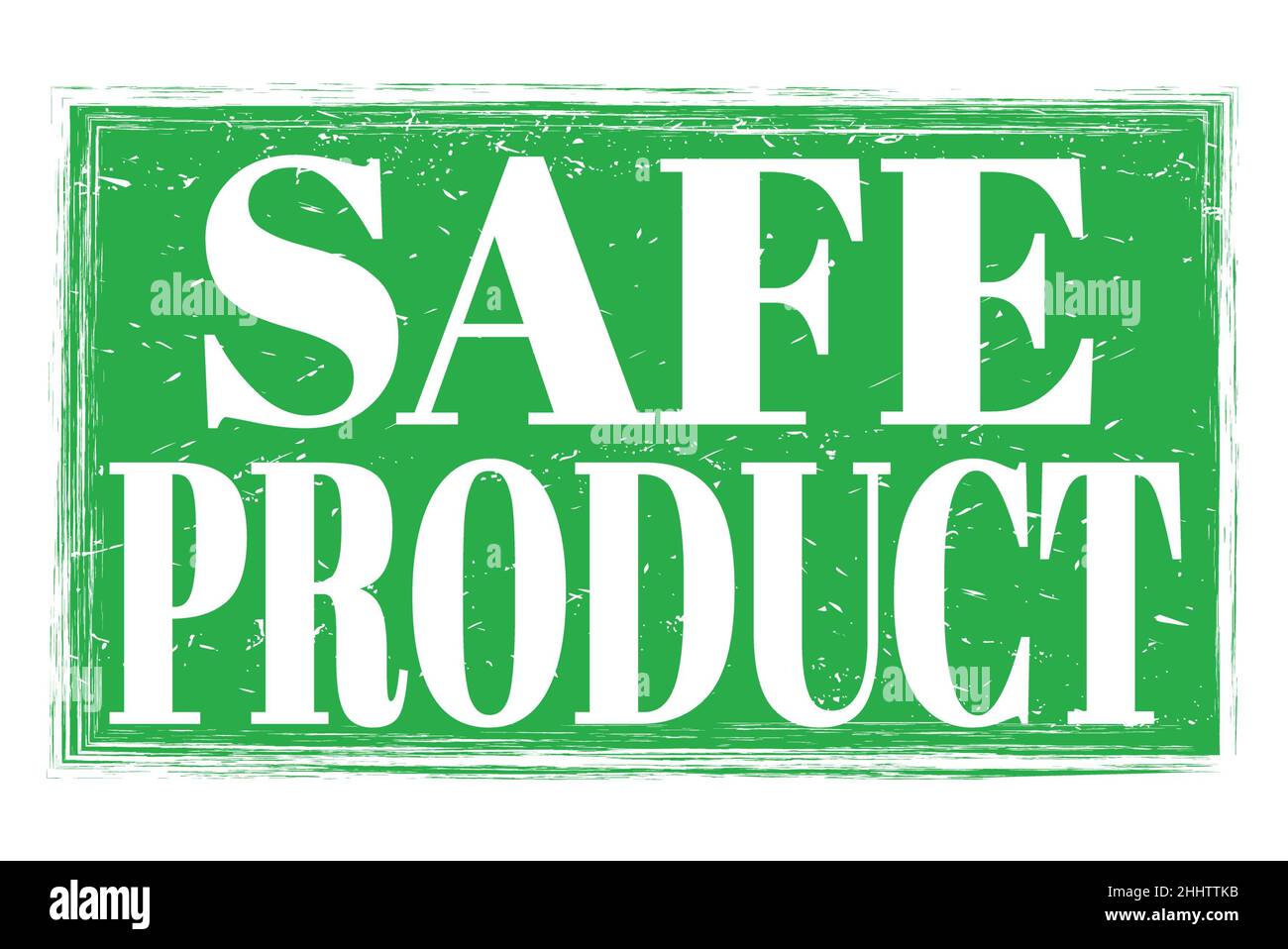 SAFE PRODUCT, words written on green grungy stamp sign Stock Photo - Alamy
