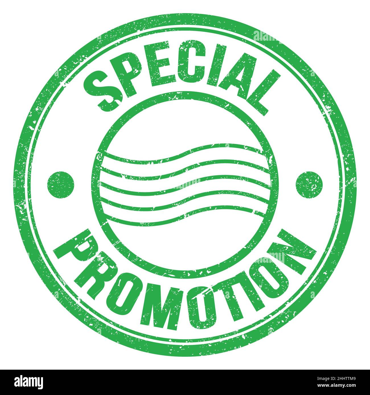 SPECIAL PROMOTION text written on green round postal stamp sign Stock ...