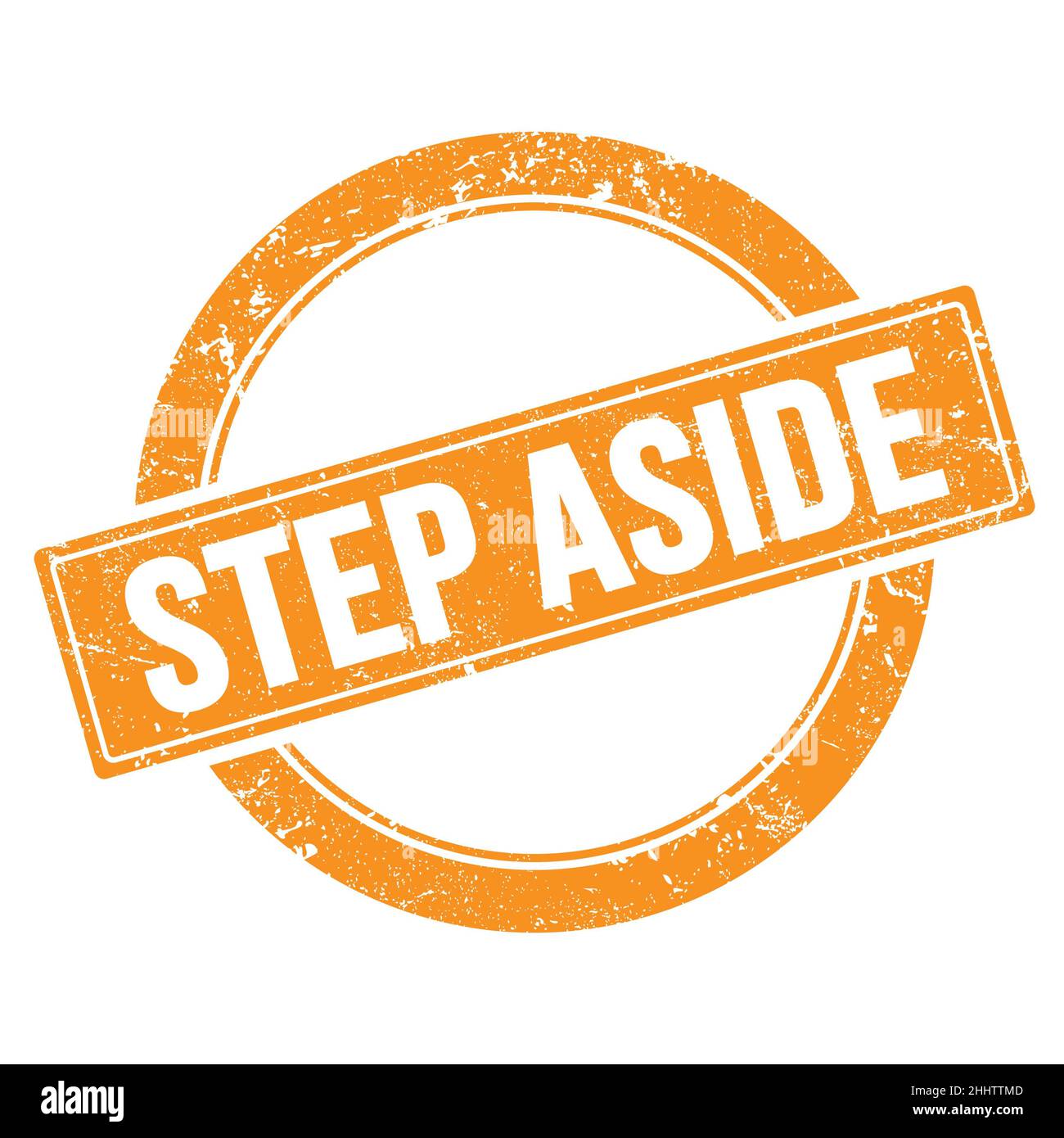 STEP ASIDE text on orange grungy round vintage stamp Stock Photo - Alamy