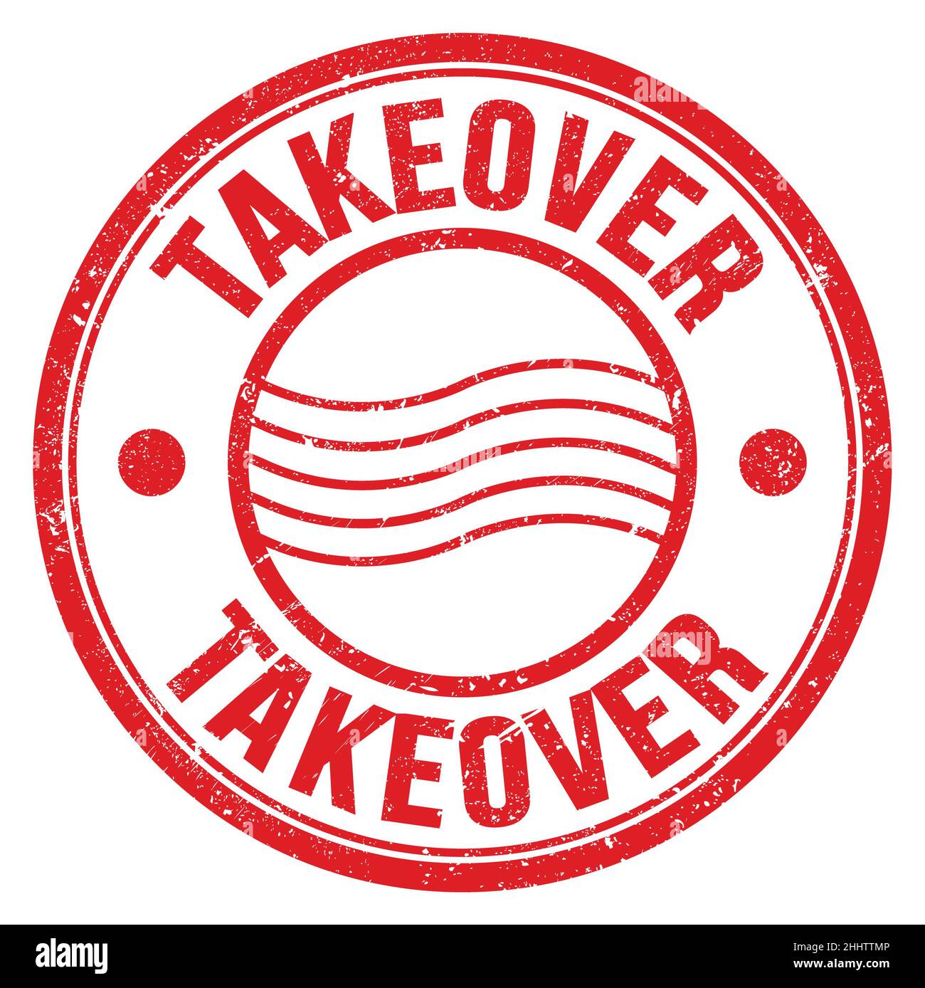 TAKEOVER word written on red round postal stamp sign Stock Photo - Alamy