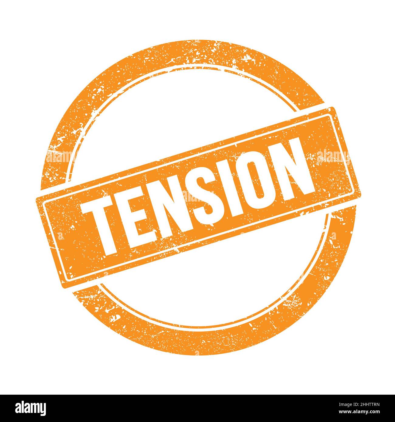TENSION text on orange grungy round vintage stamp Stock Photo - Alamy