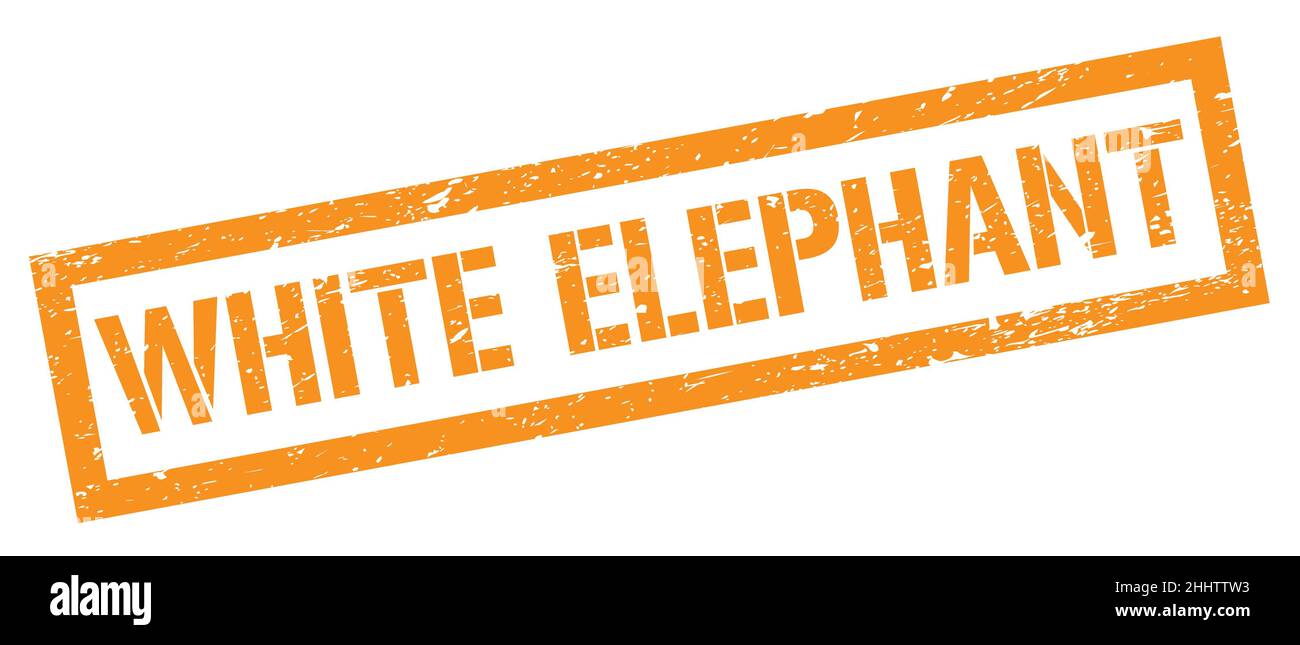 WHITE ELEPHANT orange grungy rectangle stamp sign Stock Photo - Alamy