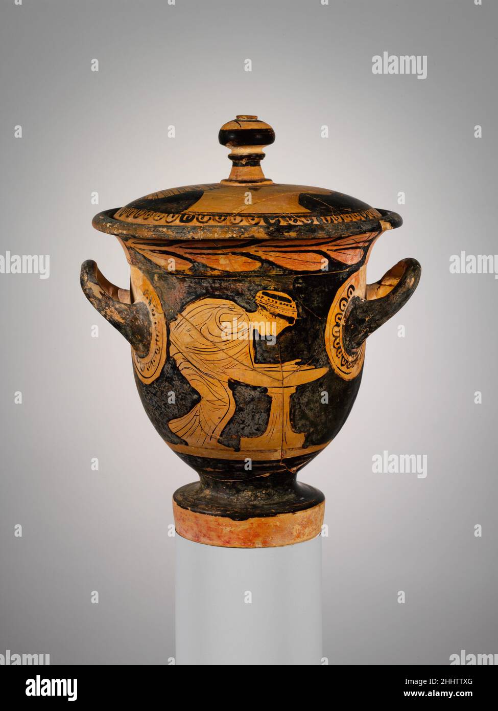 Terracotta bell-krater (mixing bowl) with lid late 5th century B.C ...