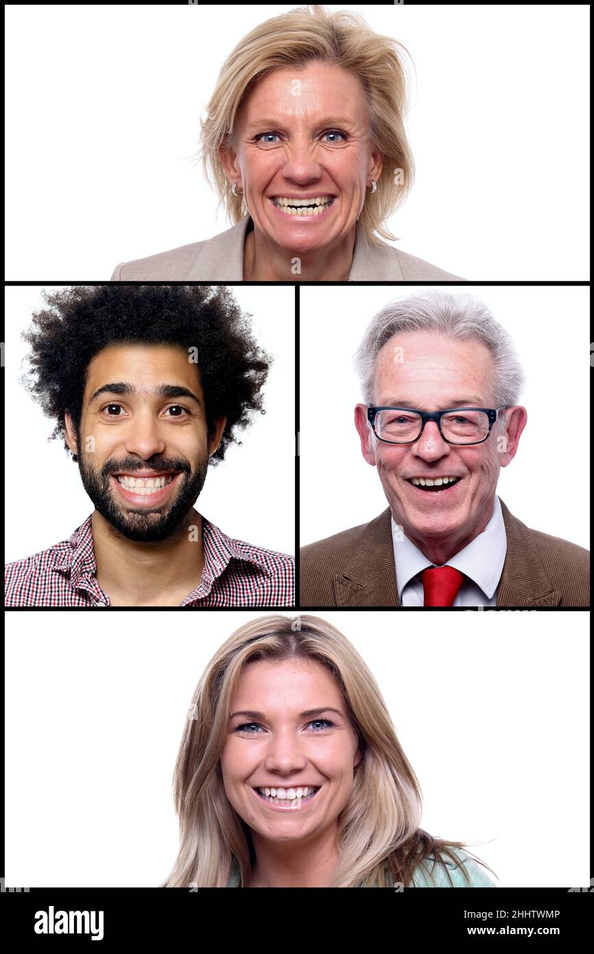 Group of people in front of a white background Stock Photo - Alamy
